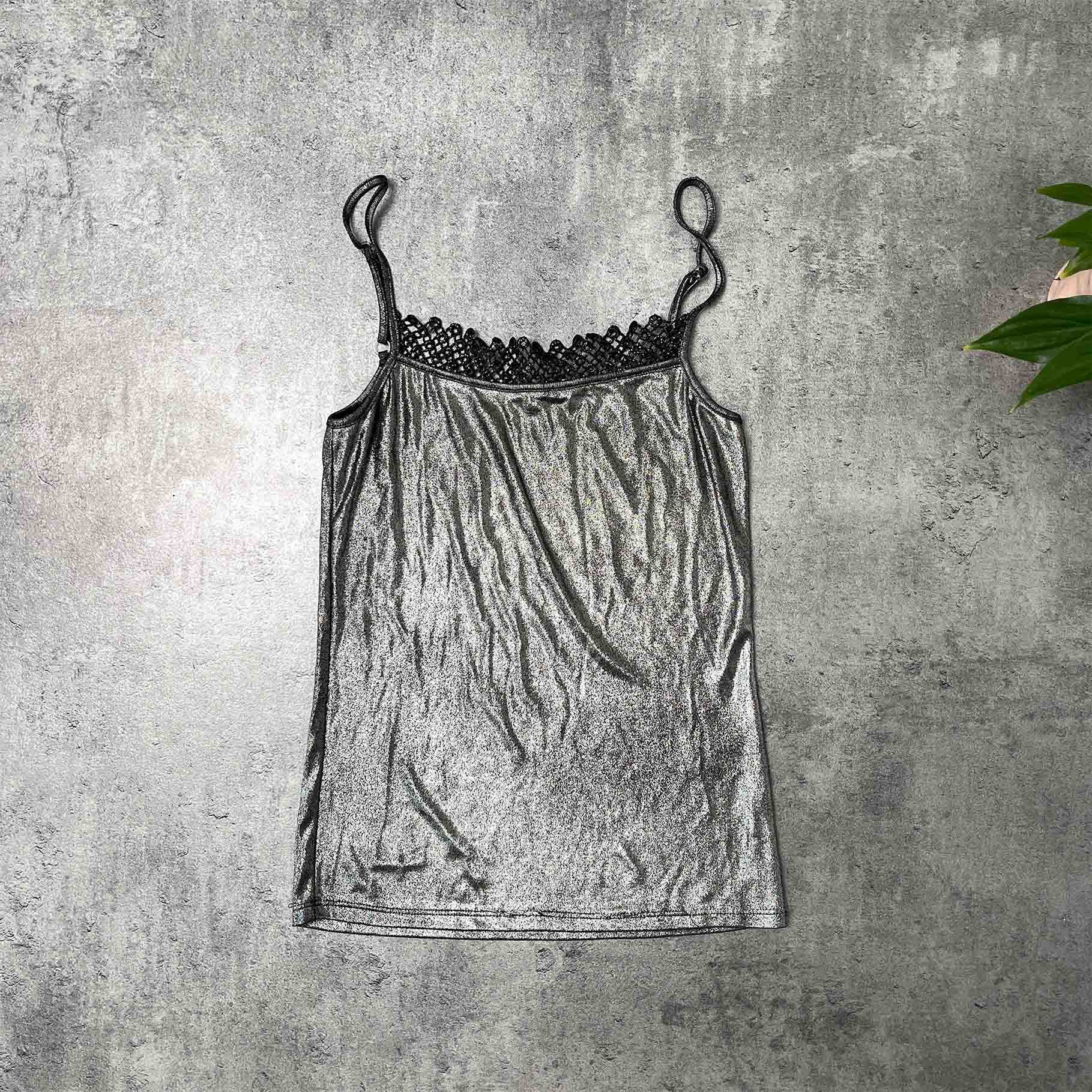 Archival Clothing Deby Debo Ref Bali deadstock y2k silver top - S | Grailed