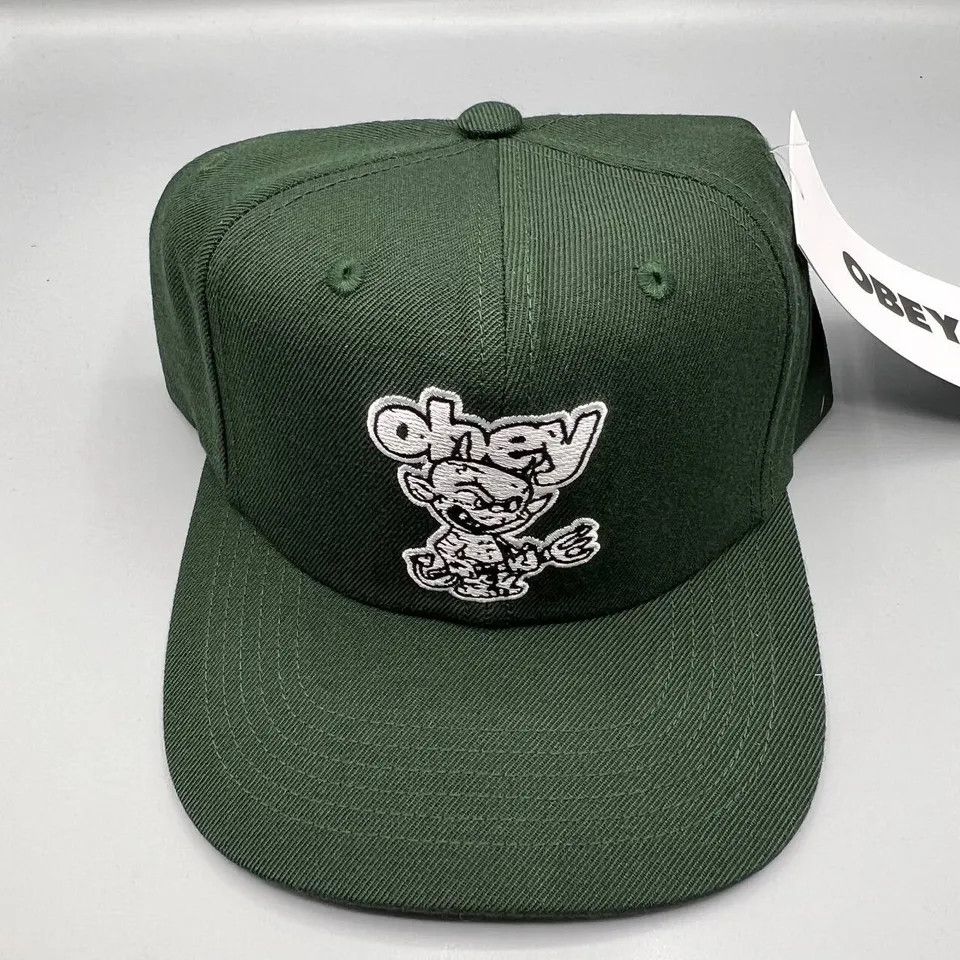 Obey Obey Hat Men Green White Devil Logo Snap Back Cap New | Grailed