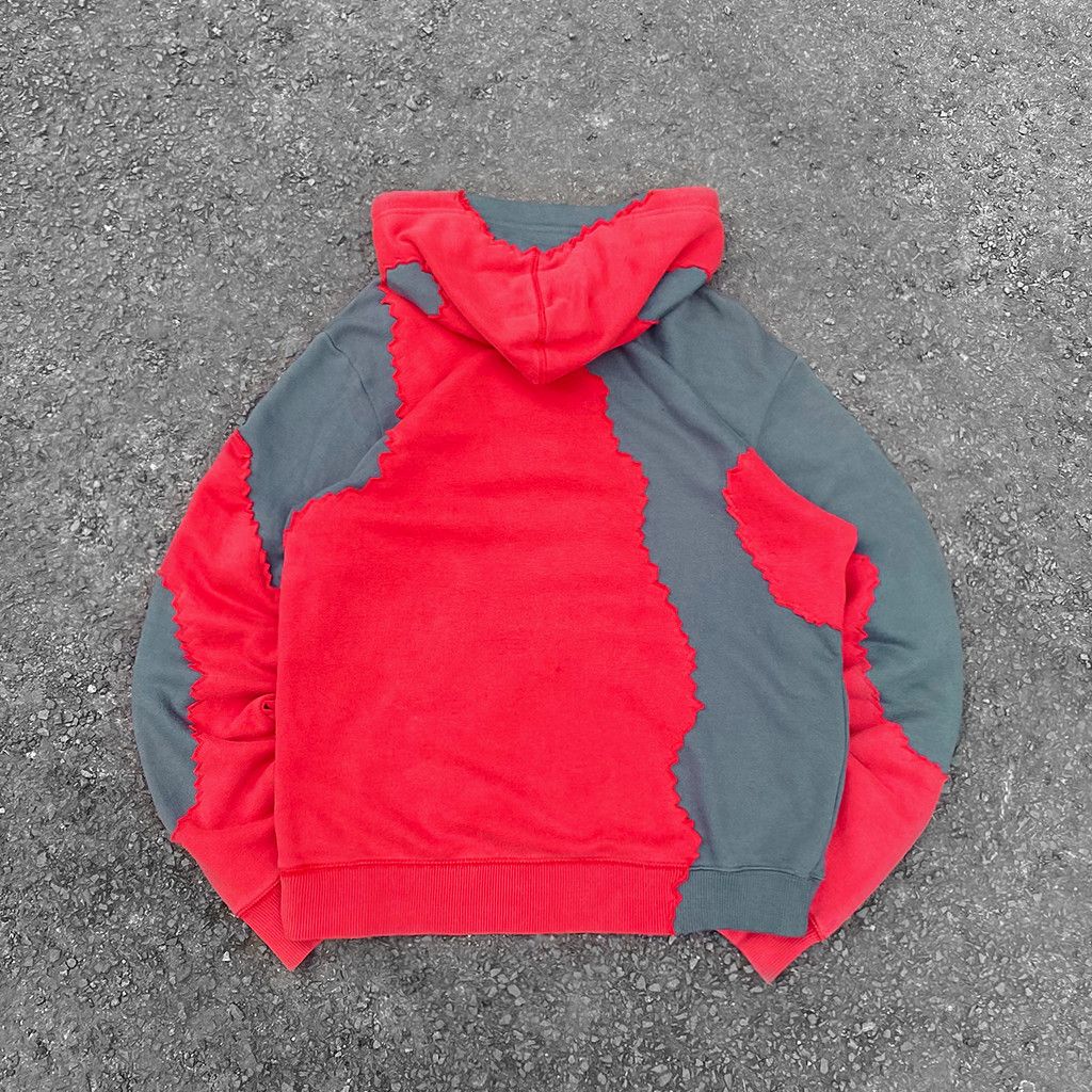Nike Reworked Nike Patchwork Hoodie Red Grey | Grailed