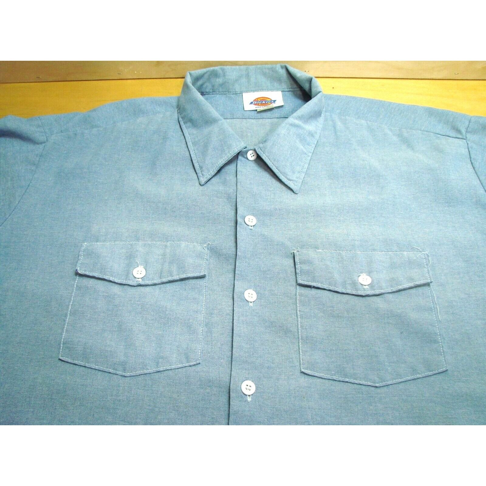 Dickies Dickies Mens 3XL Shirt Blue Denim Like Button Up Front Pocke ...