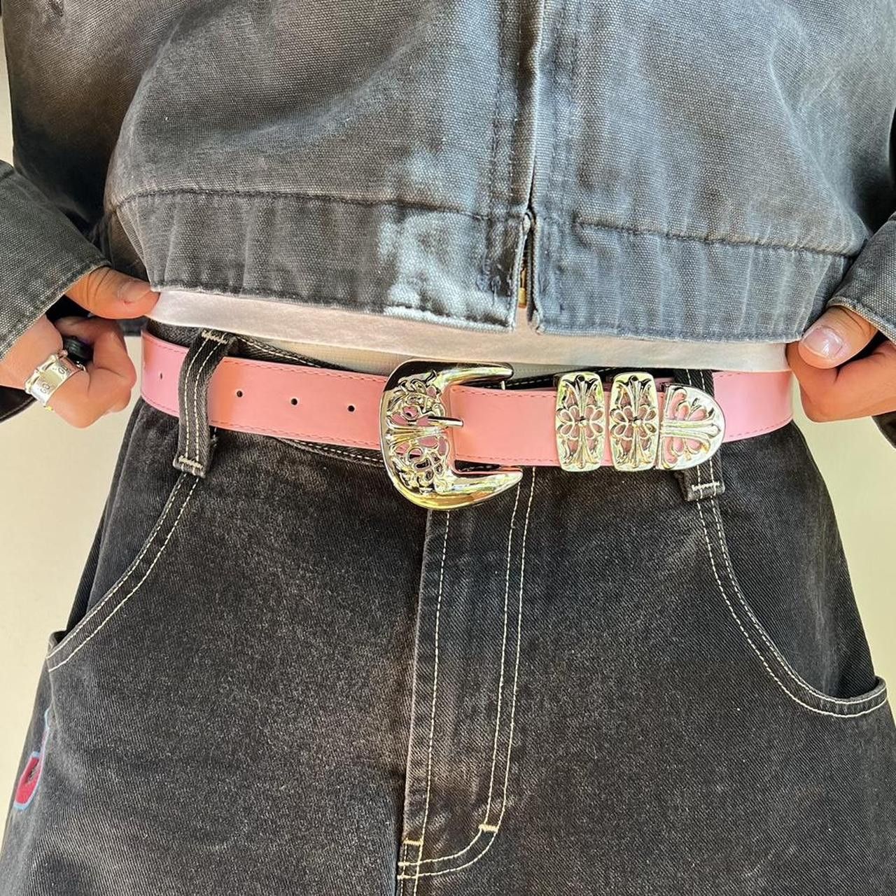Vintage vintage buckle pink american western design belt | Grailed