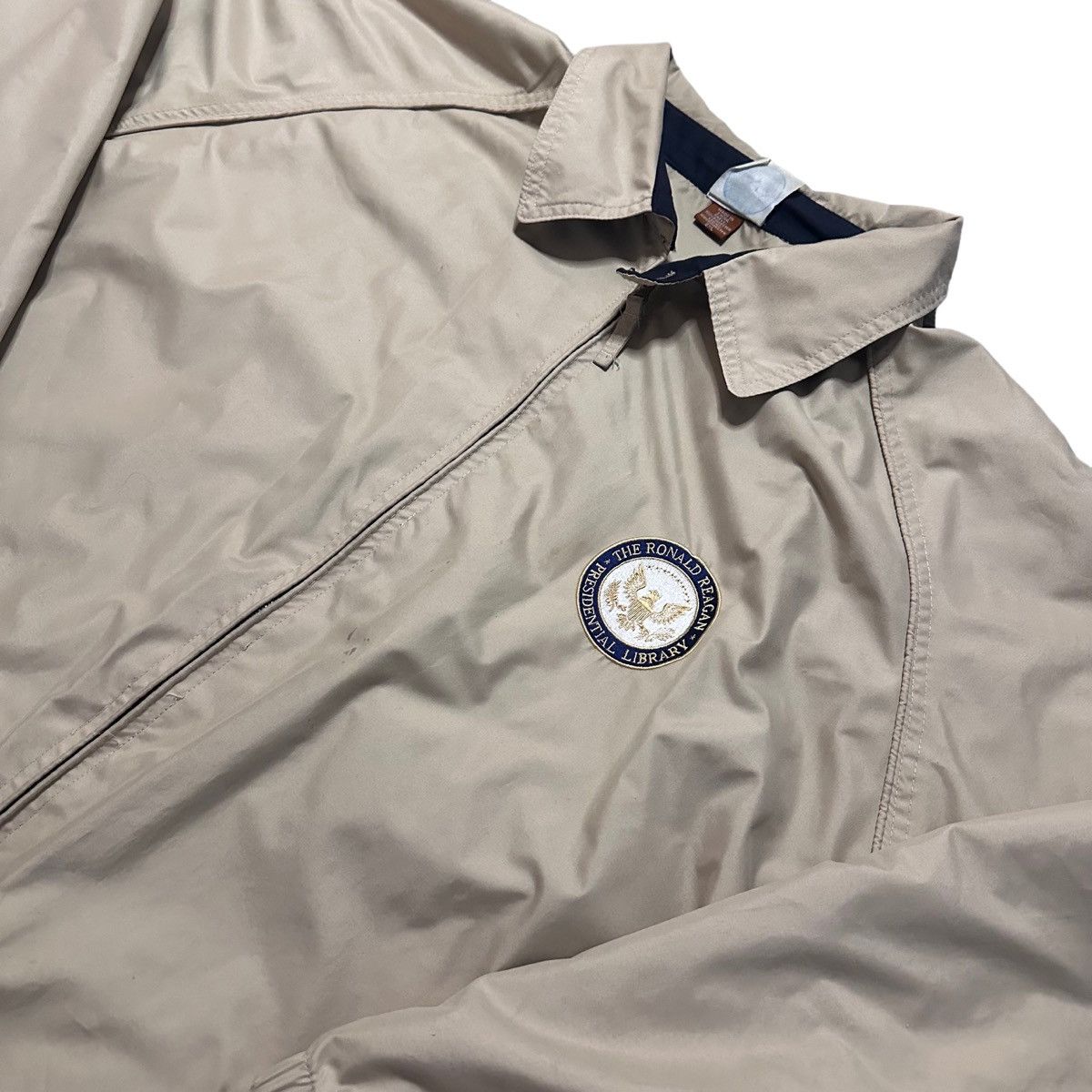 America × Vintage Ronald Reagan Presidential Library Logo Bomber Jacket ...