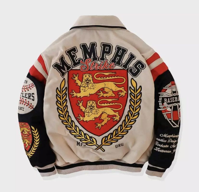 Streetwear varsity jacket mocha rochester varsity colar streetwear ...