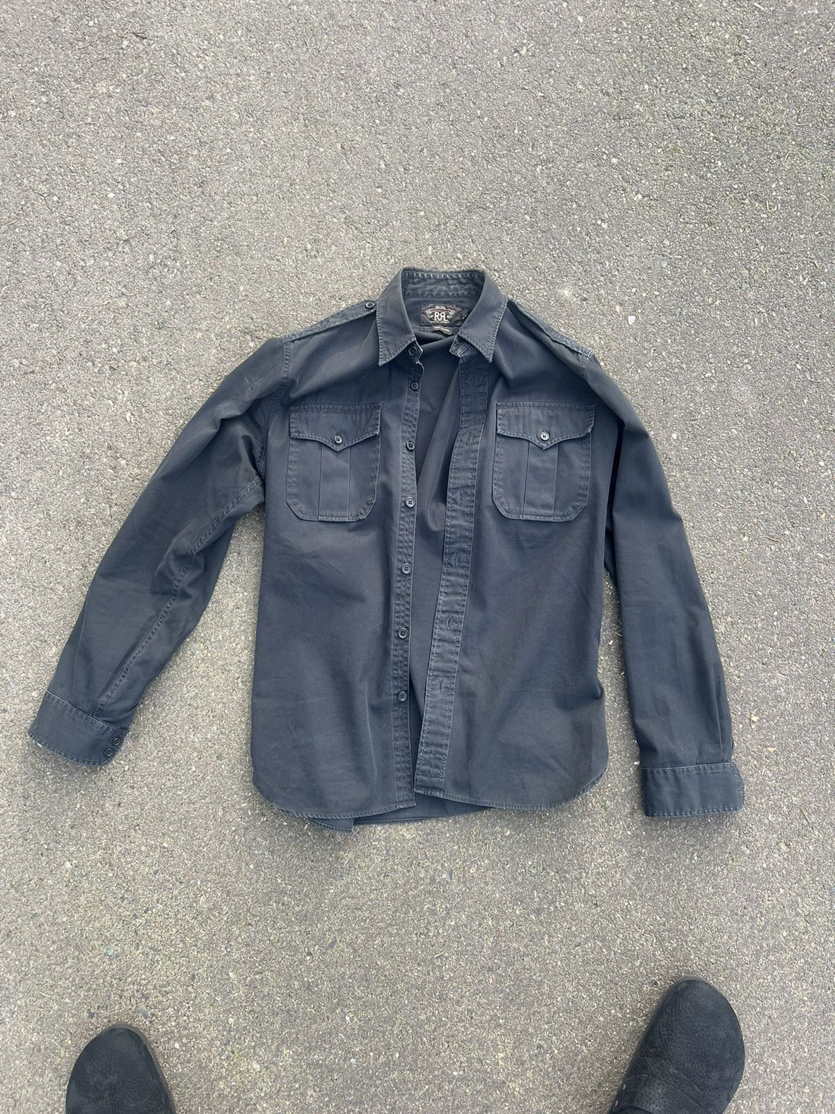 RRL Ralph Lauren RRL Utility Button Up in Black Military | Grailed