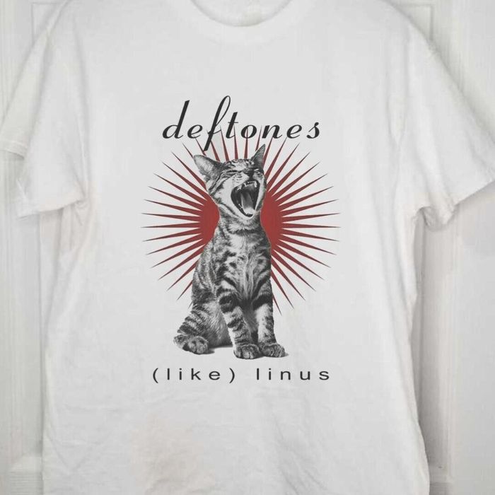 Streetwear Deftones Like Linus Cat White T-Shirt | Grailed