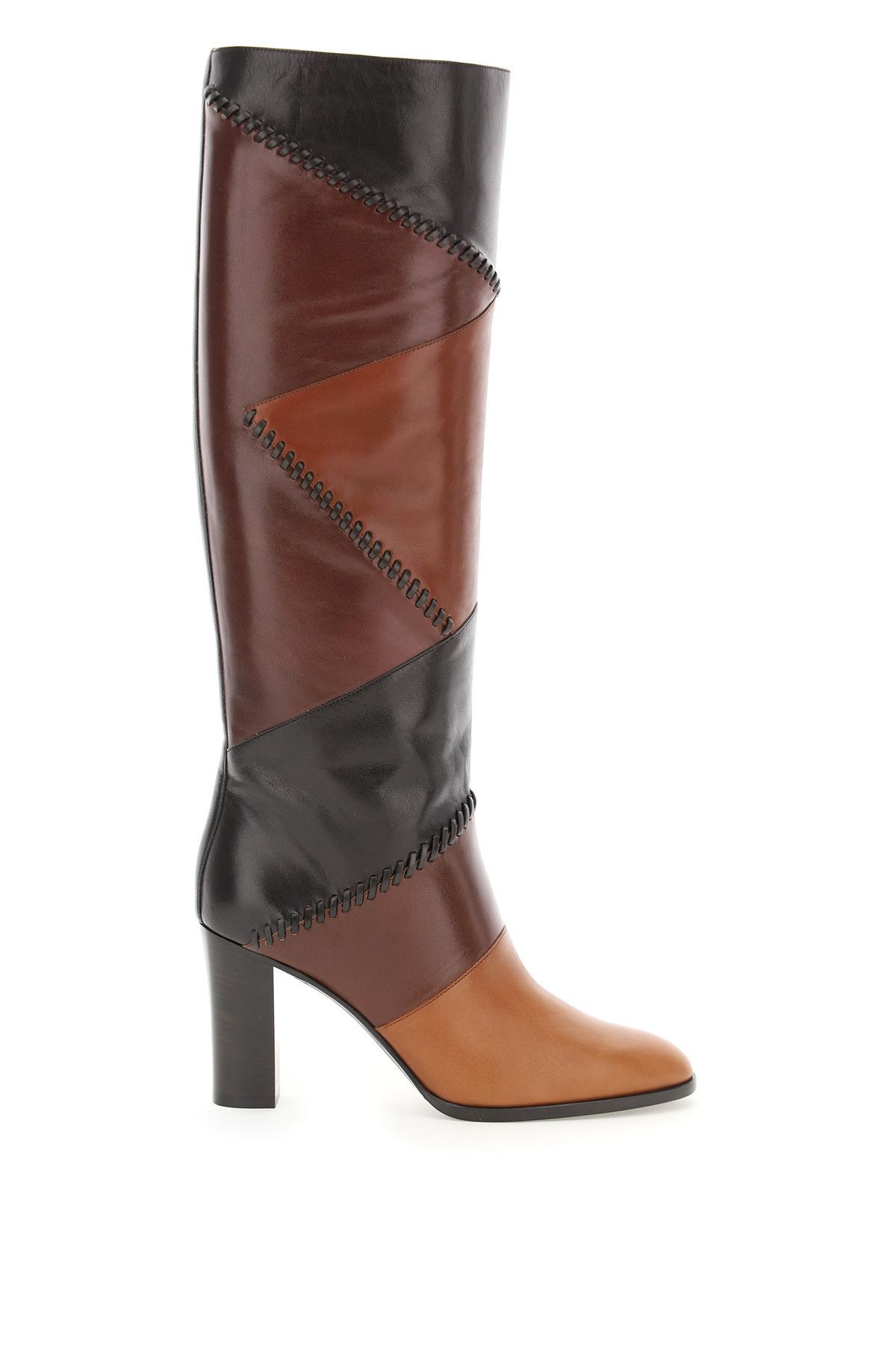 Celine Celine patchwork high leather boots | Grailed
