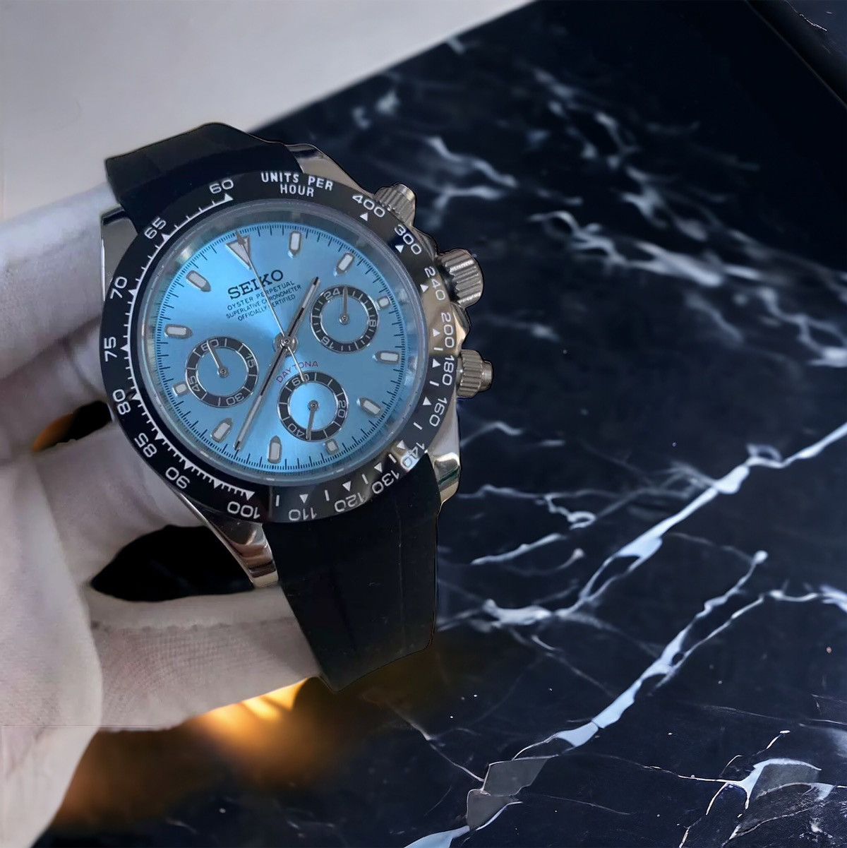 Seiko Seiko Mod Daytona Ice Blue Dial Steel Luxury Watch | Grailed