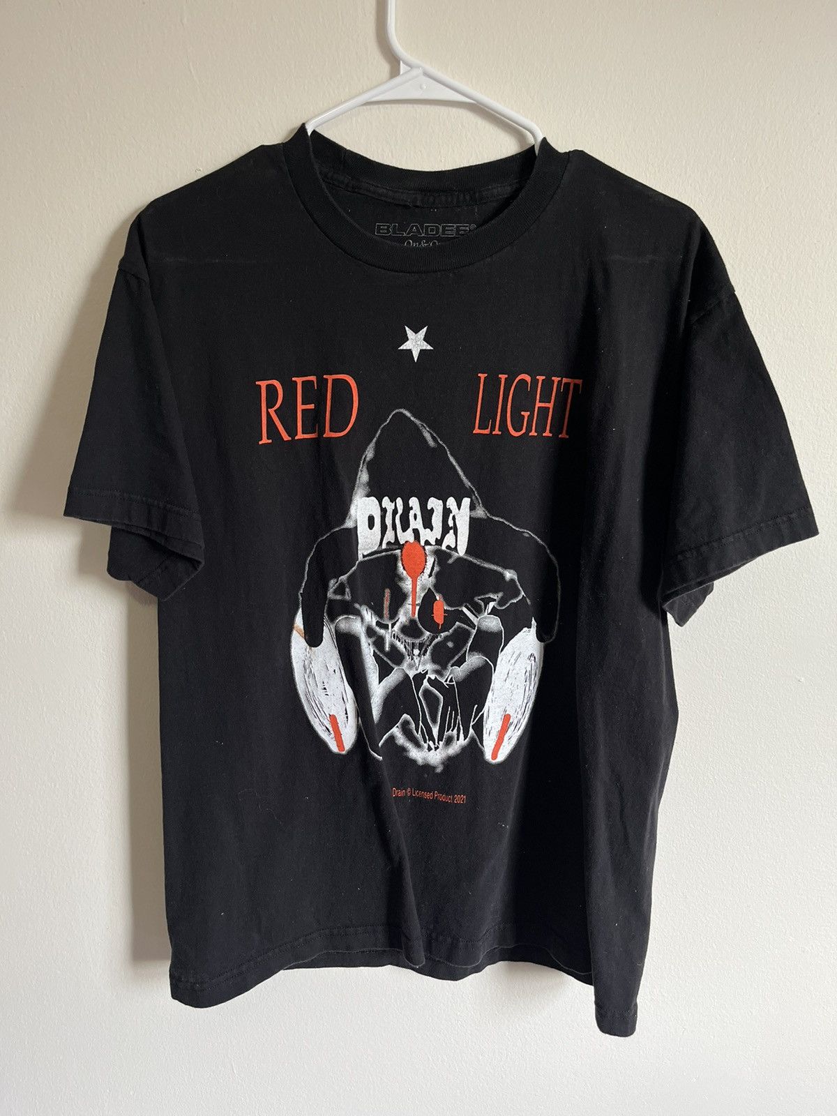 Drain Gang × Sad Boys Bladee Red Light T-Shirt Black | L | Grailed