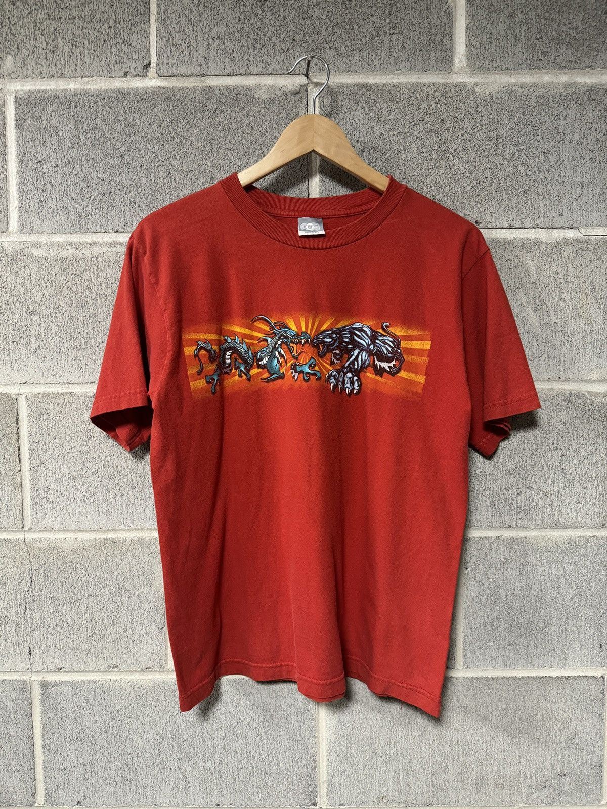 Jnco × Streetwear × Vintage VINTAGE Y2K DRAGON PANTHER CRAZY FLAME TEE ...