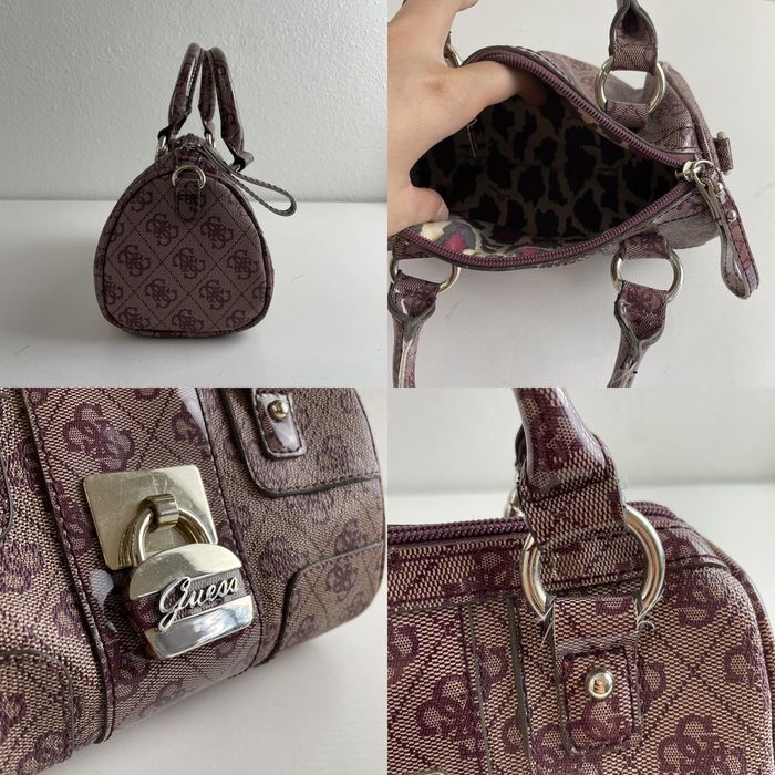 Guess Y2K Early 2000s Guess Purple Monogram Gold Lock Barrel Mini Bag ...
