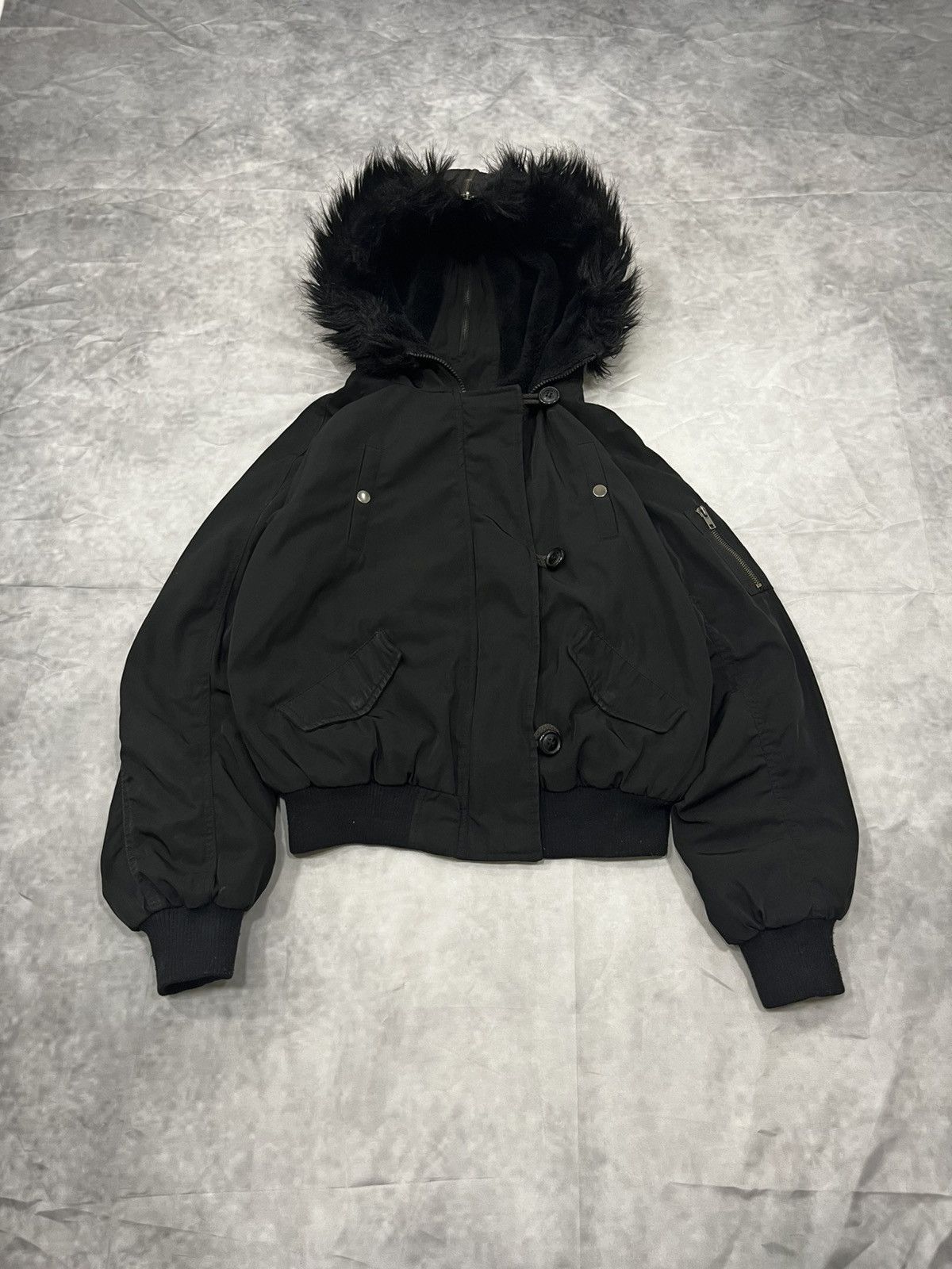 Vintage Avant Garde Fur Split Hood Cropped Bomber Jacket | Grailed