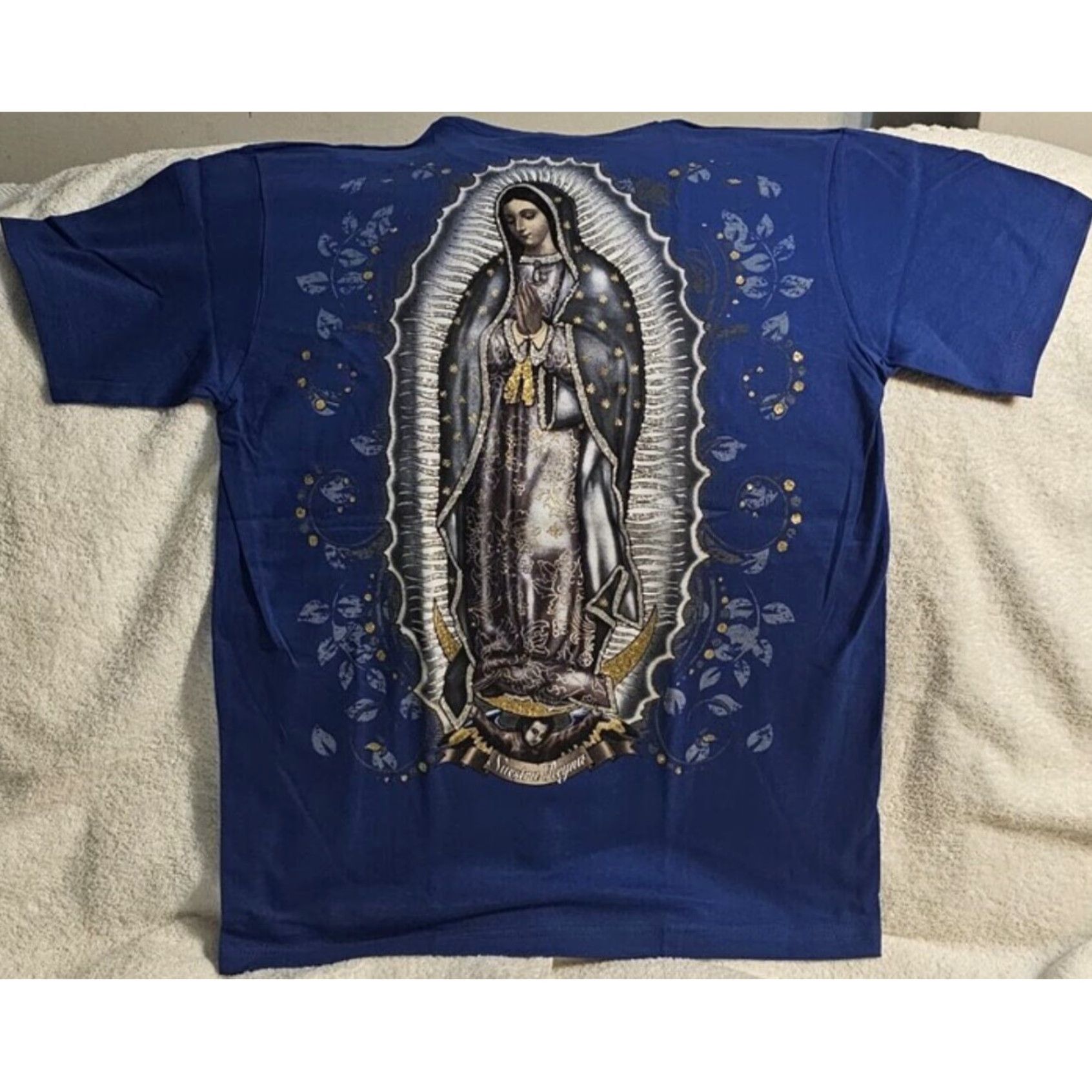 Vintage Our Lady of Guadalupe Mens Blue Cotton T Shirt Extra Large XL ...