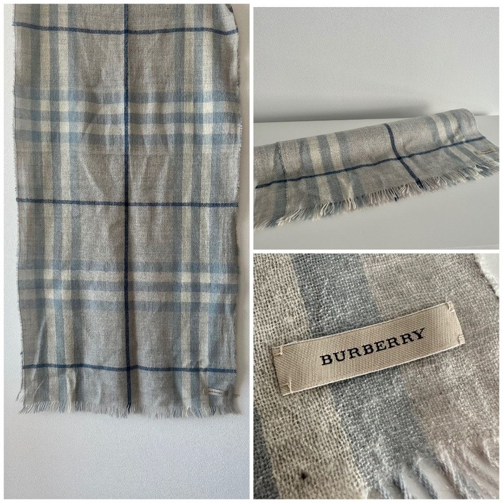 Burberry BURBERRY big check Blue large scarf wrap | Grailed