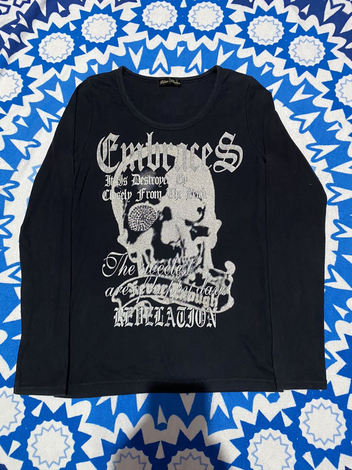 Japanese Brand Blue Strive skull poem y2k style | Grailed