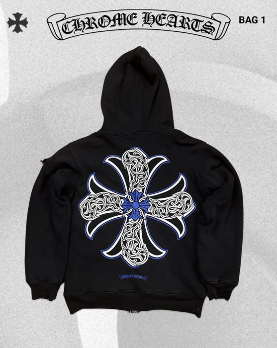 Vintage + Chrome Hearts Blue Celtic Chopper Cross Zip Up + | Grailed