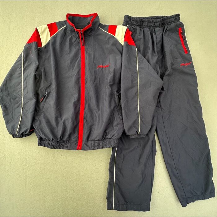 Fubu VINTAGE FUBU Sport Track Suit Set Youth Large 16 18 Blue Red Jacket and Pants | Grailed