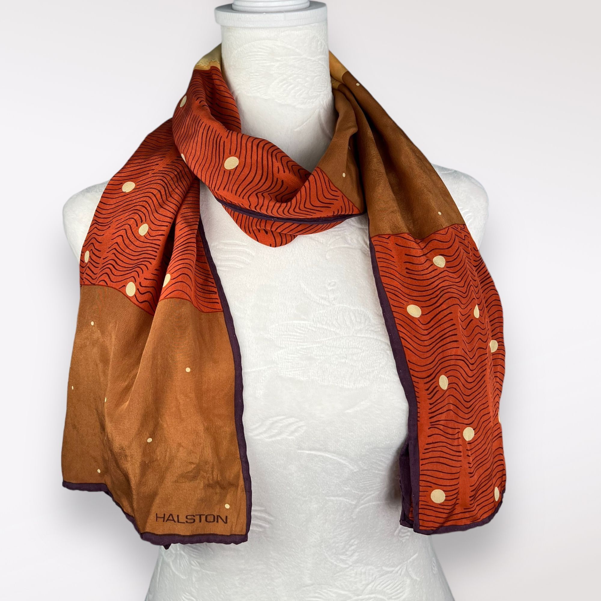 Halston Vintage Halston Pure Silk Scarf Mixed Print Rectangle | Grailed