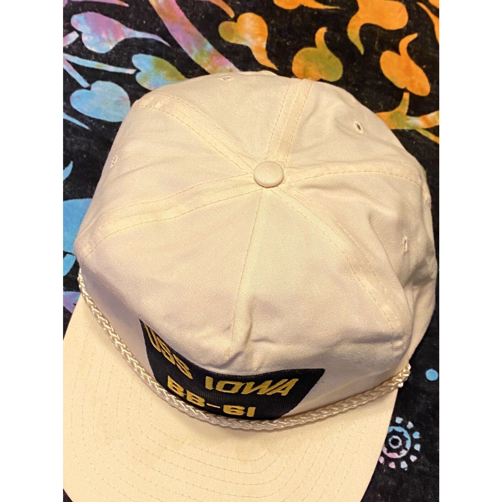 Logo 7 Vtg. USS IOWA BB-61 US Navy Logo Snapback White Hat Nissin ...