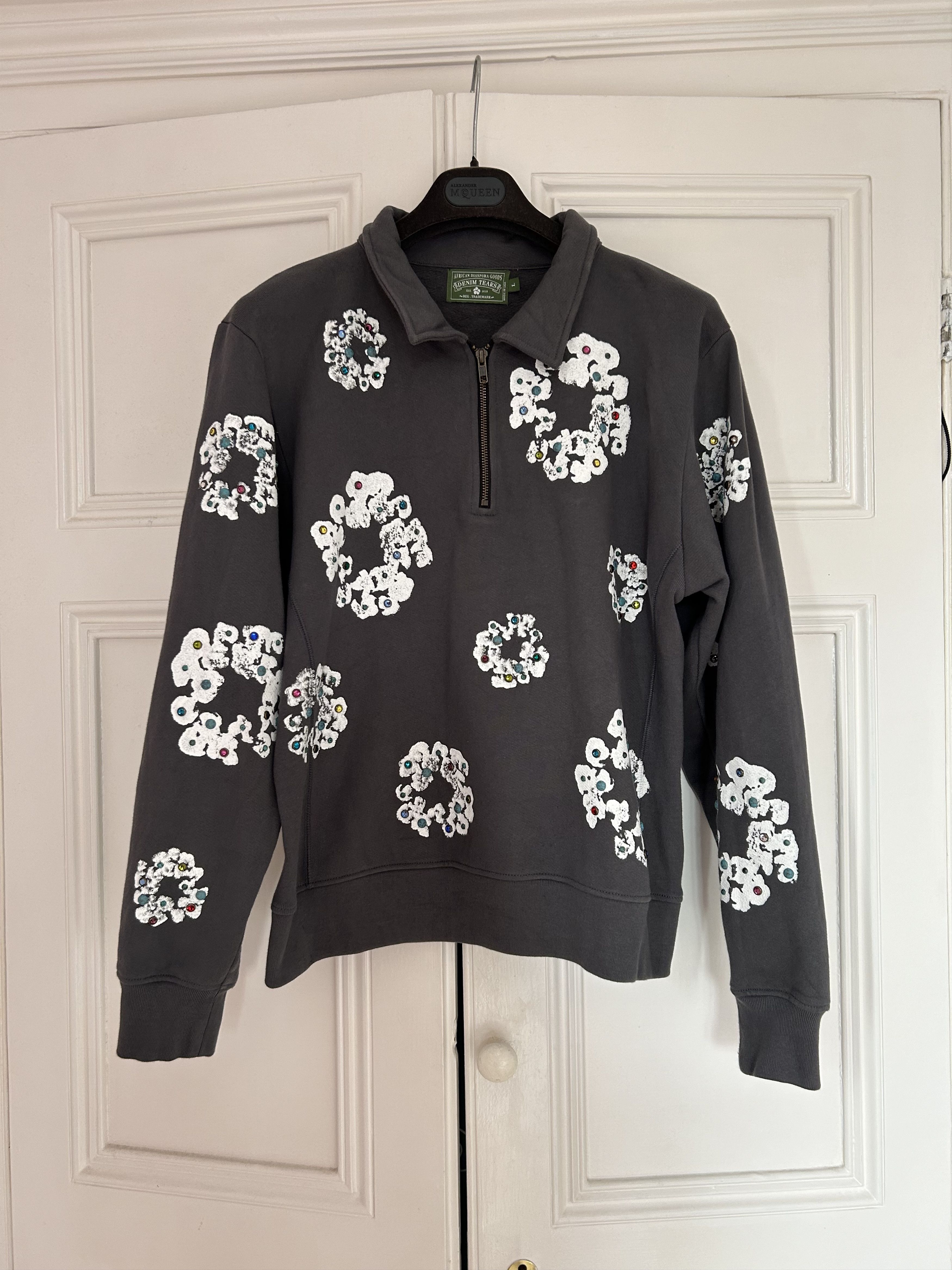 DENIM TEARS Denim Tears Rhinestone Half Zip Large | Grailed