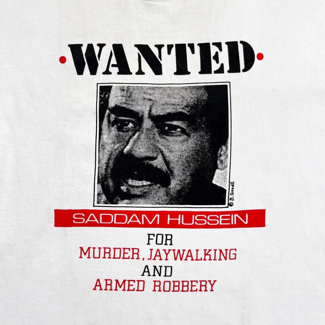 Vintage Saddam Hussein Wanted 1990 90s Vintage War Iraq T-Shirt | Grailed