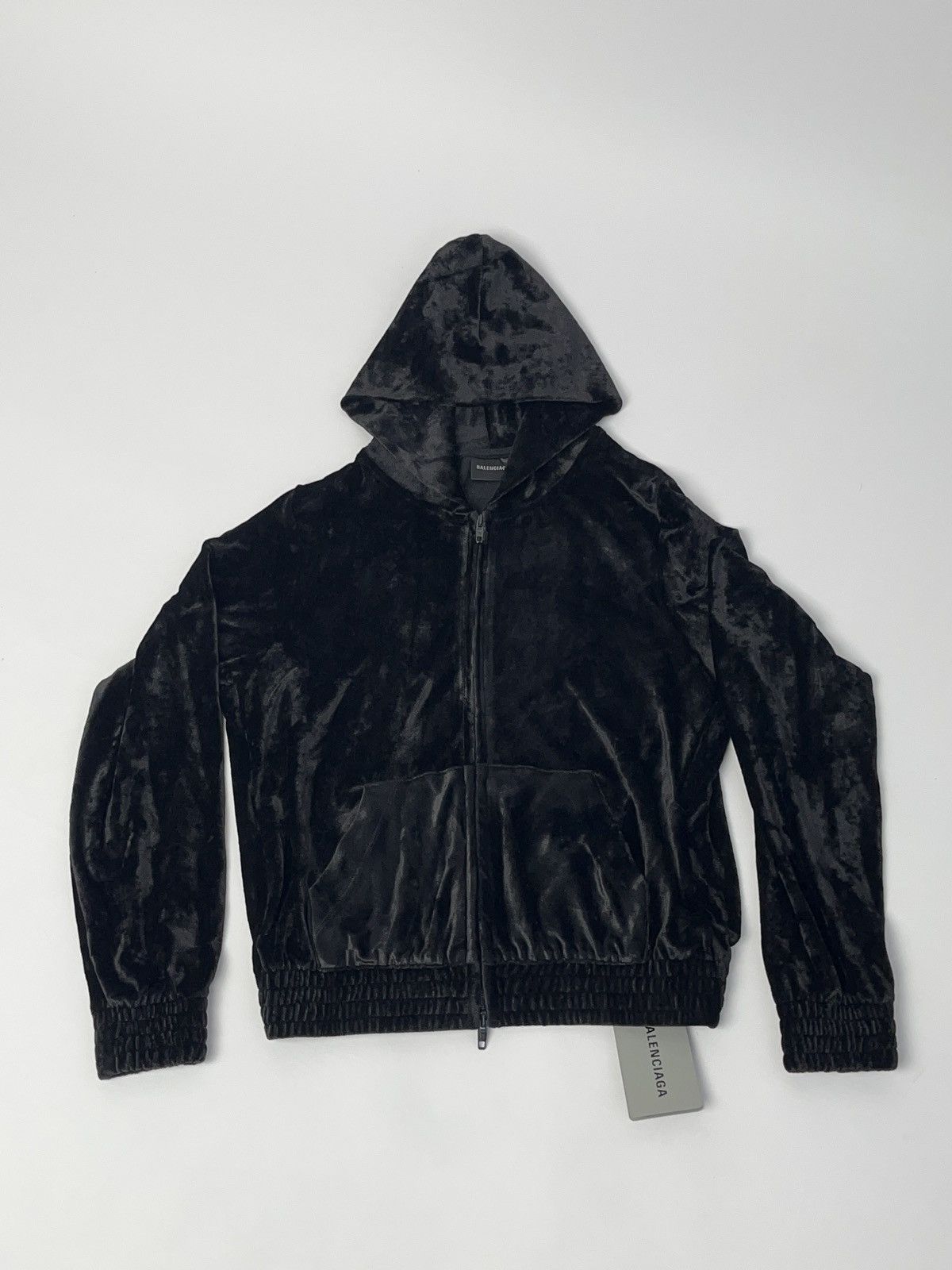 Balenciaga Balenciaga velour velvet strass crystal embellished hoodie ...