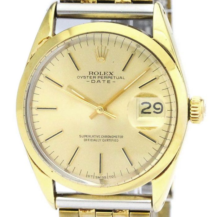 Rolex Vintage ROLEX Oyster Perpetual Date 1550 Gold Plated Automatic ...