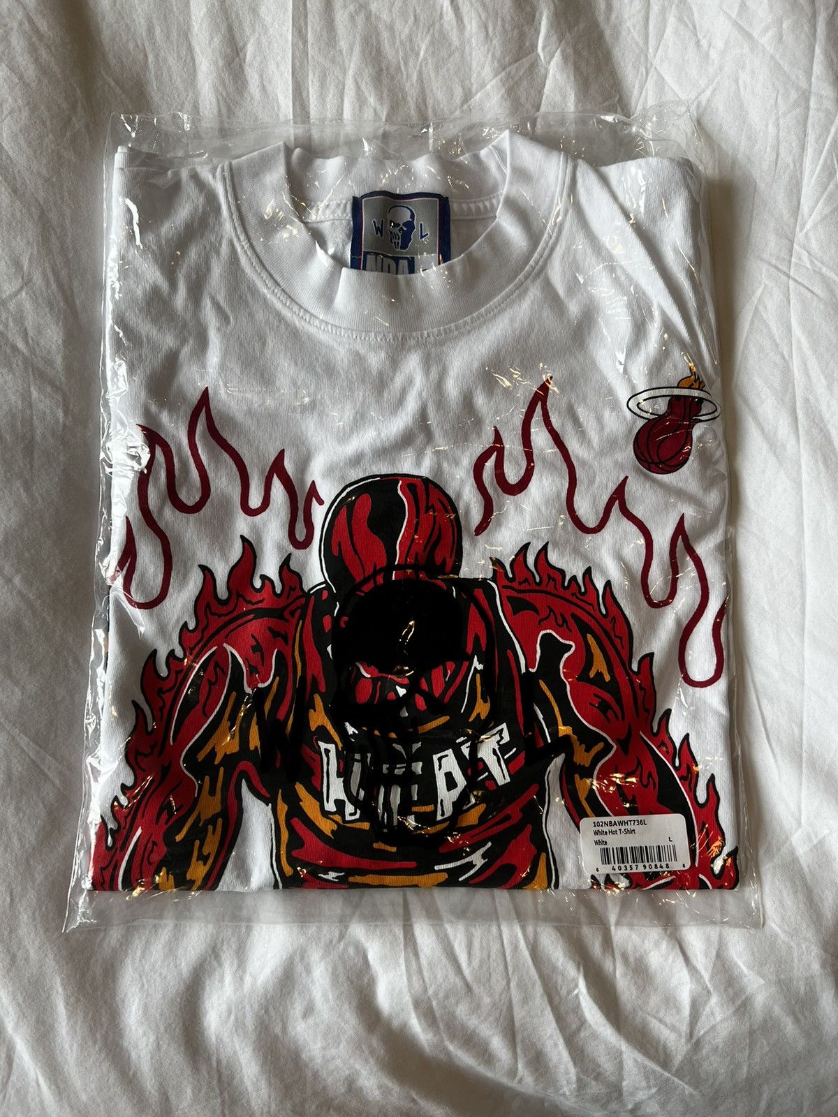 NBA × Warren Lotas Warren Lotas Miami Heat White Hot Tee | Grailed