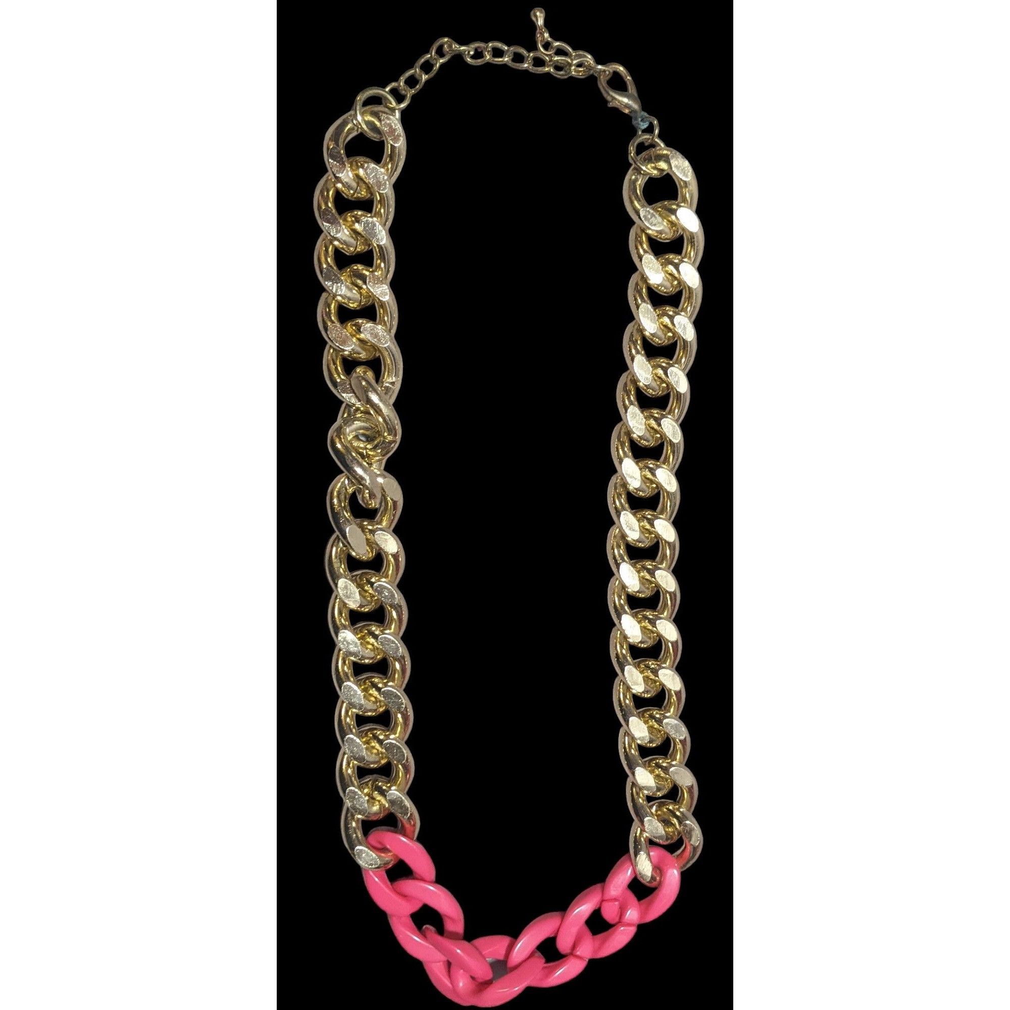 Other Chunky 80s Gold & Pink Chain Necklace | Grailed