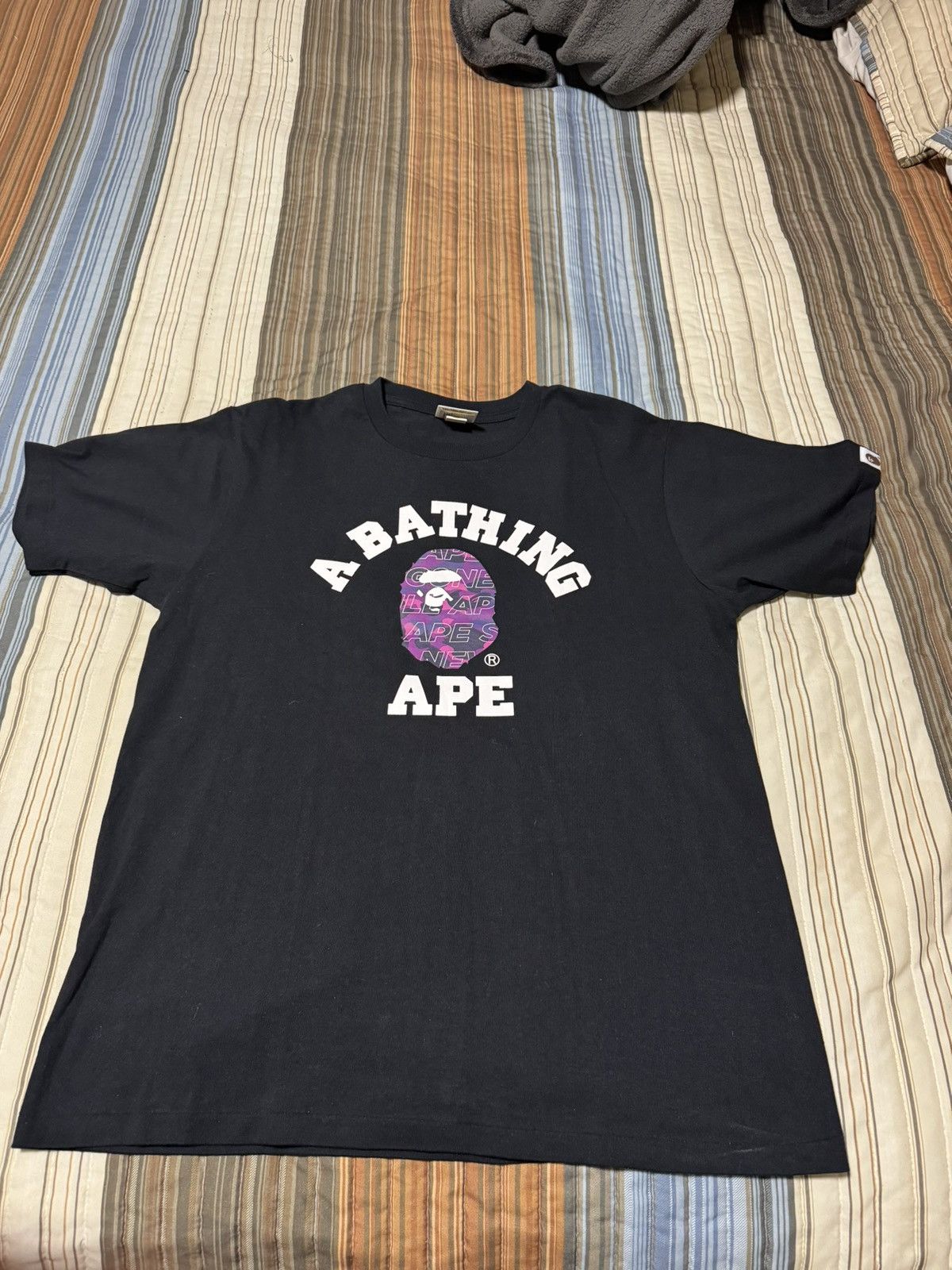 Bape Text Color Camo College Tee | Grailed