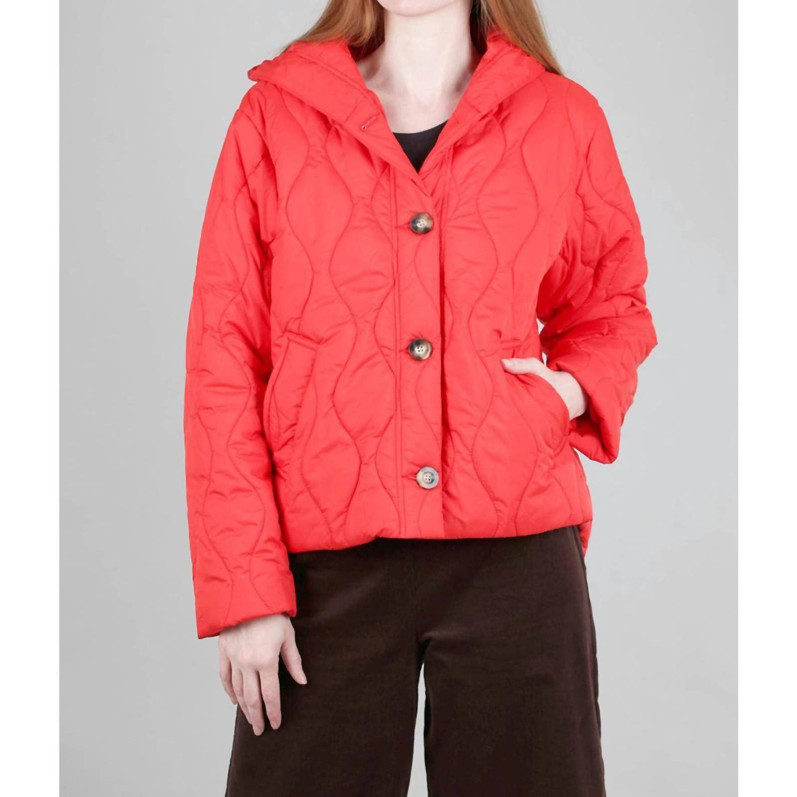 Lilla P LILLA P Snap-Front Hooded Puffer Jacket In Lava Orange | Grailed