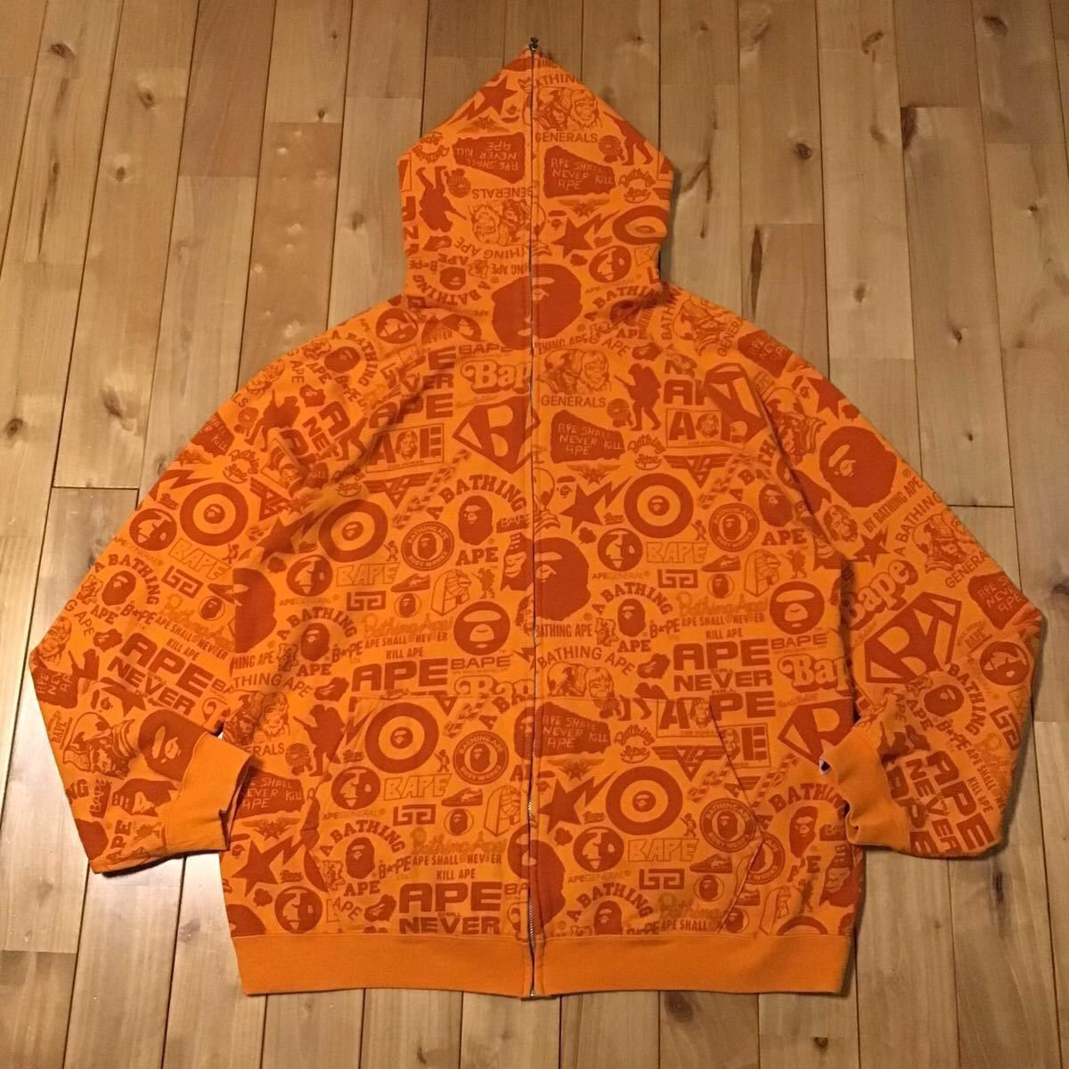 Bape × Nigo BAPE Mix logo full zip hoodie orange a bathing ape NIGO ...