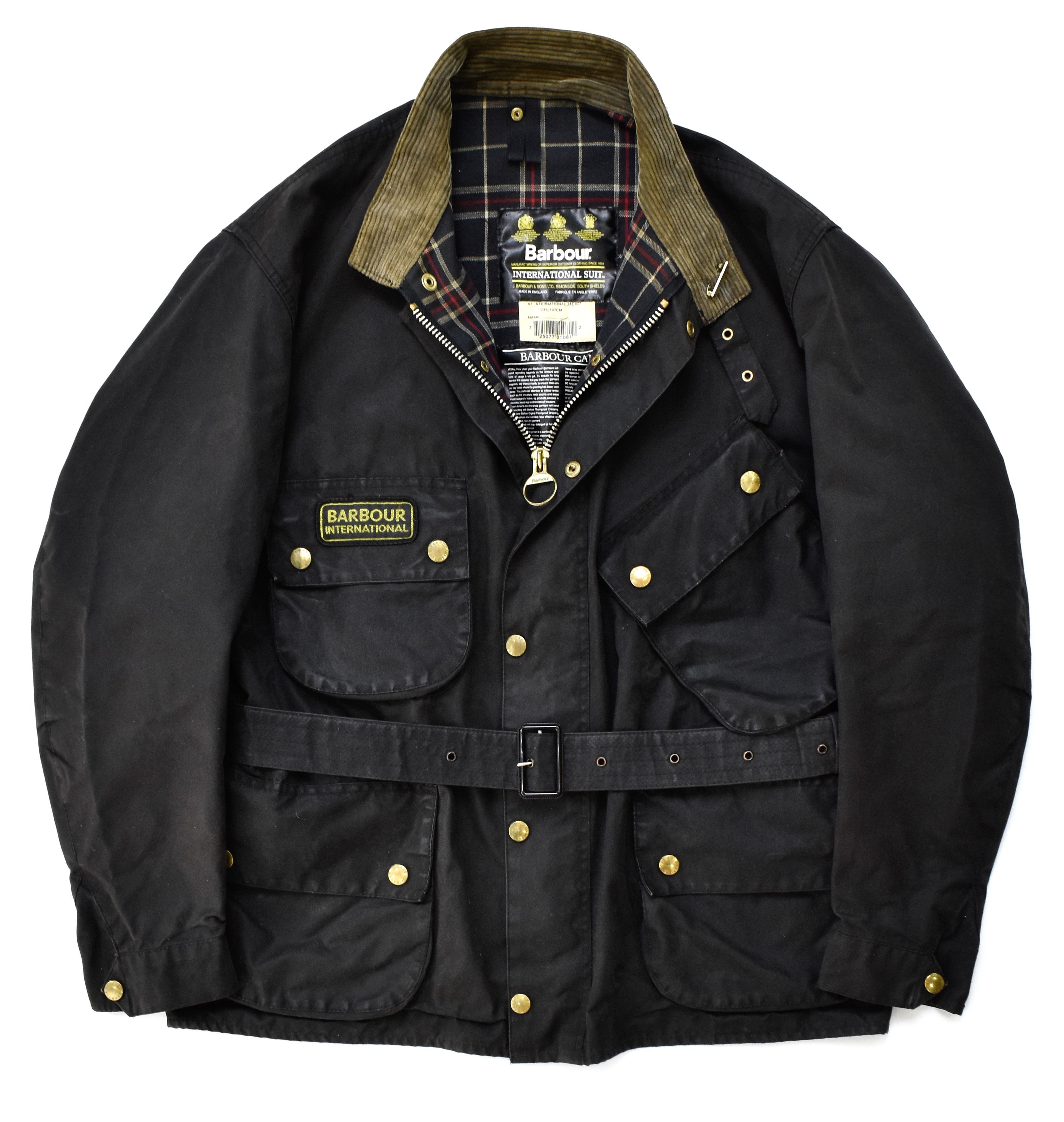Barbour VTG BARBOUR A7 International Jacket Wax Tartan Belted C50 | Grailed