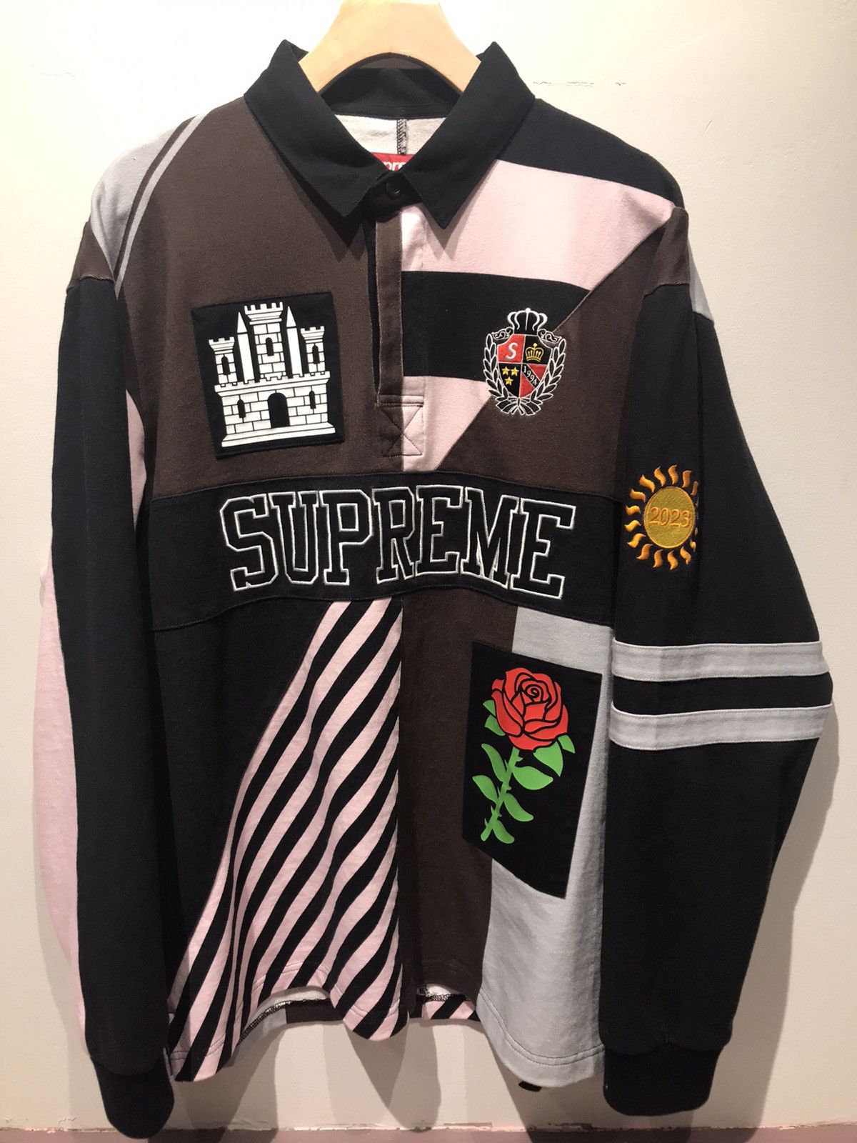 Supreme Deadstock FW23 supreme patch embroidered rose rugby polo | Grailed