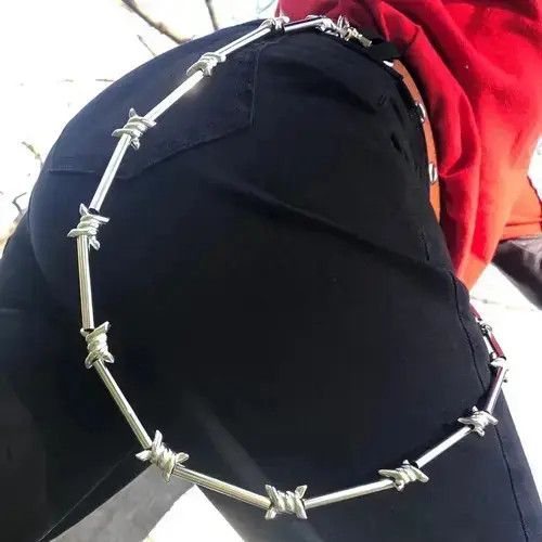 Handmade × Streetwear Chunky Unisex Barbed wire Wallet Pants Belt Chain ...