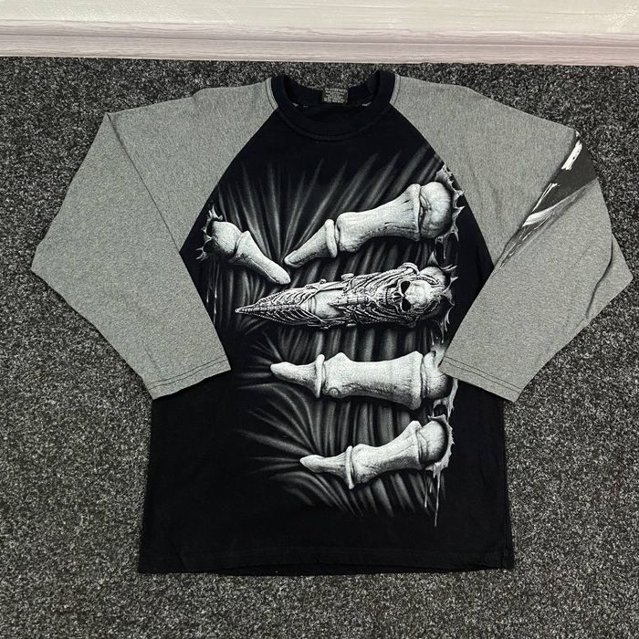 Vintage Vintage Y2K Skeleton 3D Logo Dead Skull Long Sleeve | Grailed