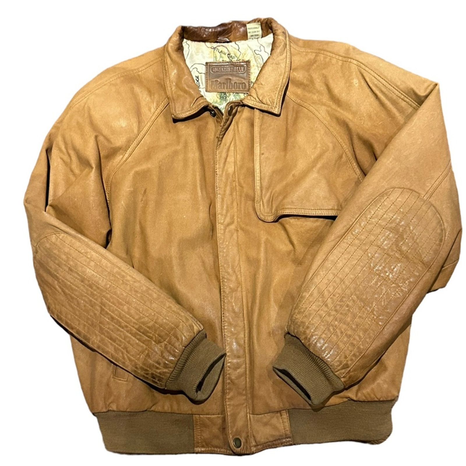 Marlboro Vintage Marlboro Medium Brown Leather Bomber Style Coat | Grailed