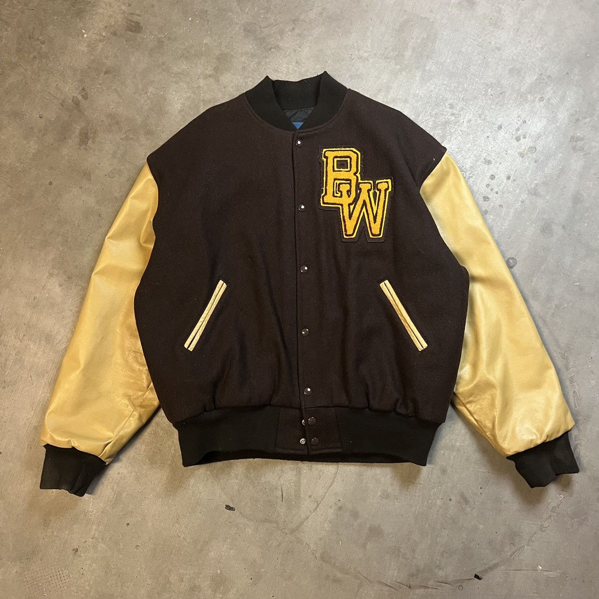 Vintage Vintage 1990's BW Varsity Jacket Brown/Tan | Grailed