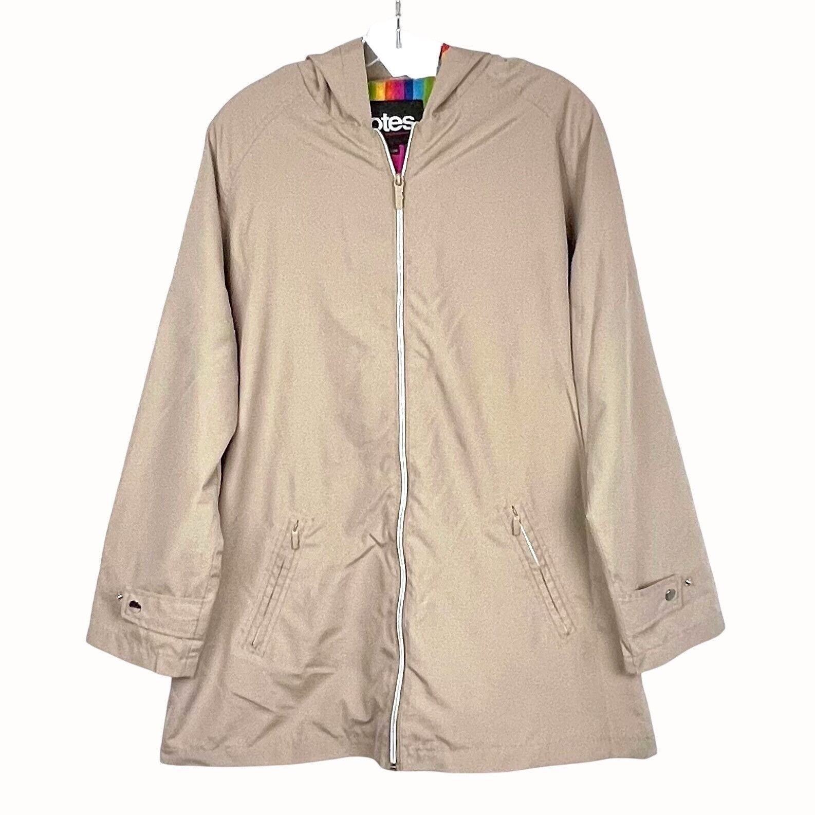 Other Totes Womens Size Large Beige Hooded Rain Jacket Rainbow | Grailed