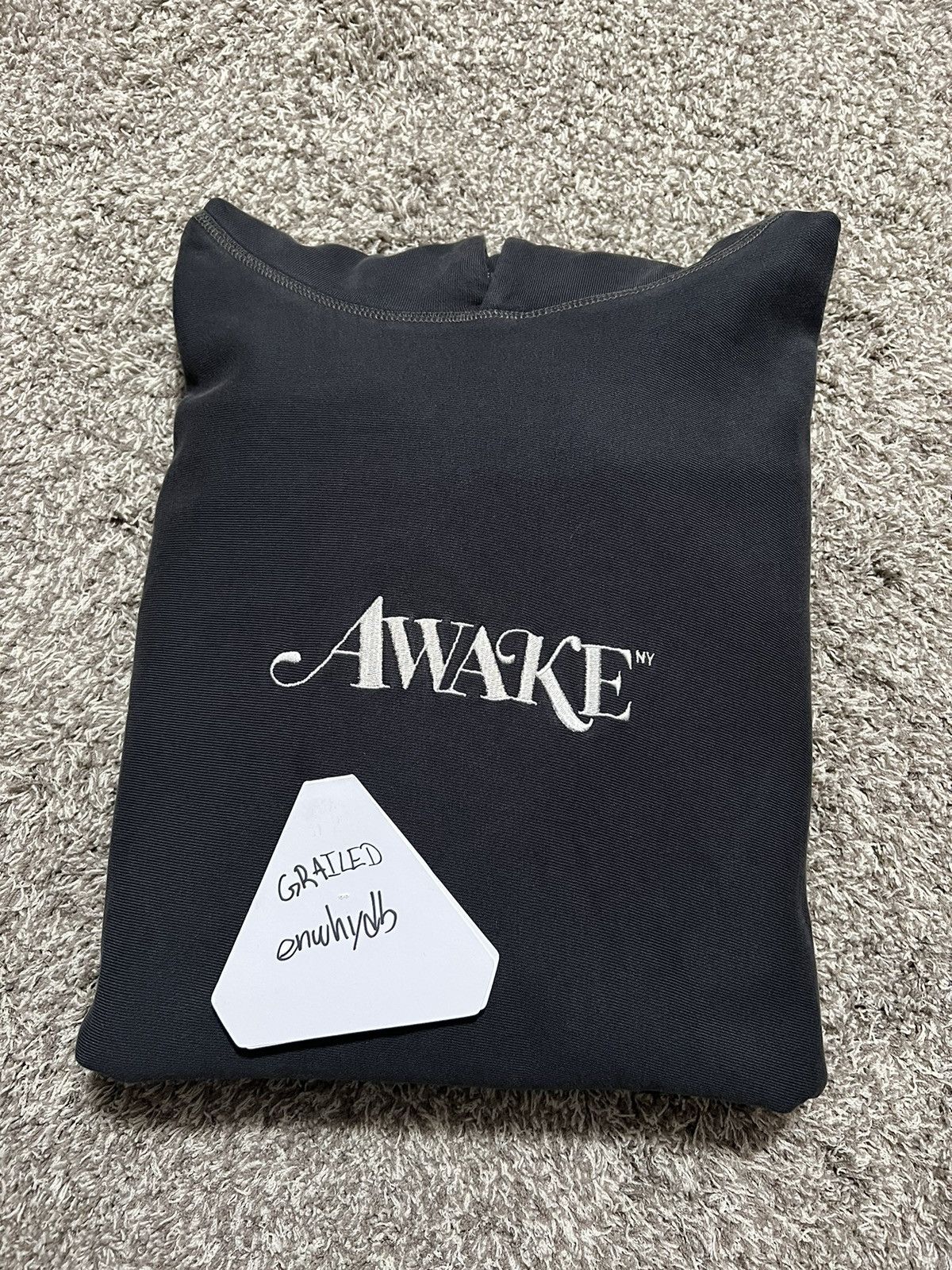 Awake Awake Classic Logo Embroidered Hoodie Black | Grailed