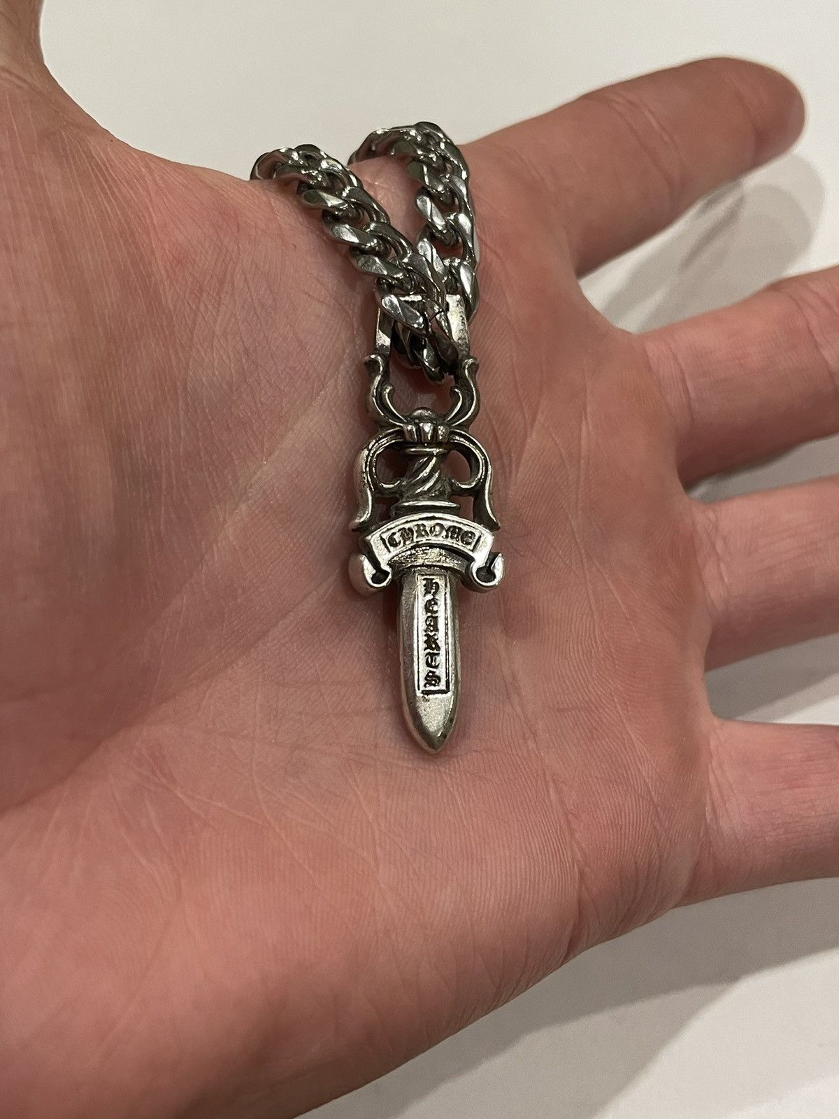 Chrome Hearts Chrome Hearts Large Dagger Pendant Cuban Link Chain ...