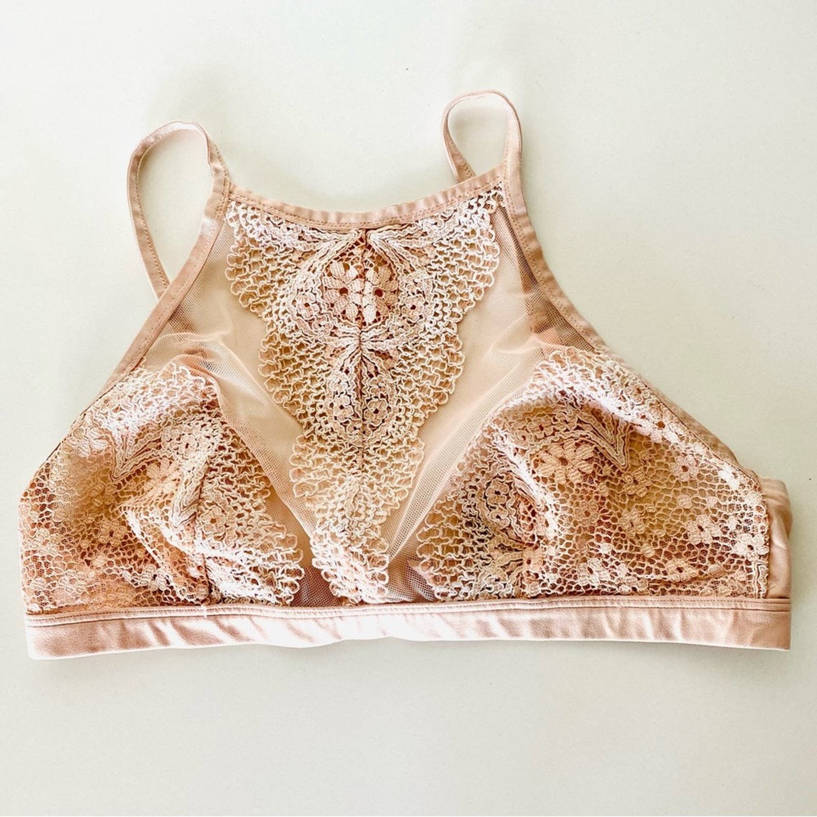 Victoria's Secret VS VICTORIAS SECRET Blush Pink Sheer Mesh Lace Crop ...
