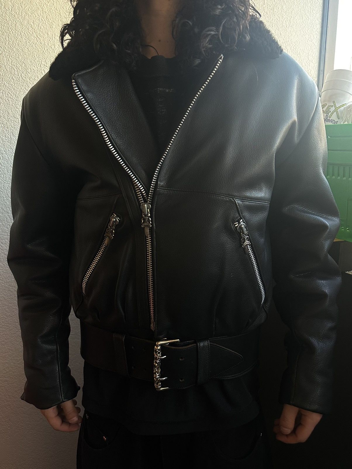 Chrome Hearts Chrome Hearts Leather Mink Fur Biker Roller Biker Jacket ...