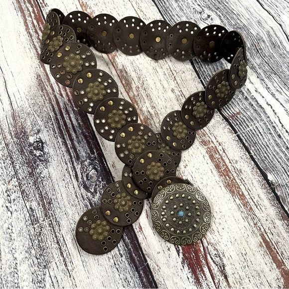 Vintage Vintage Y2K Leather Disc Belt | Grailed