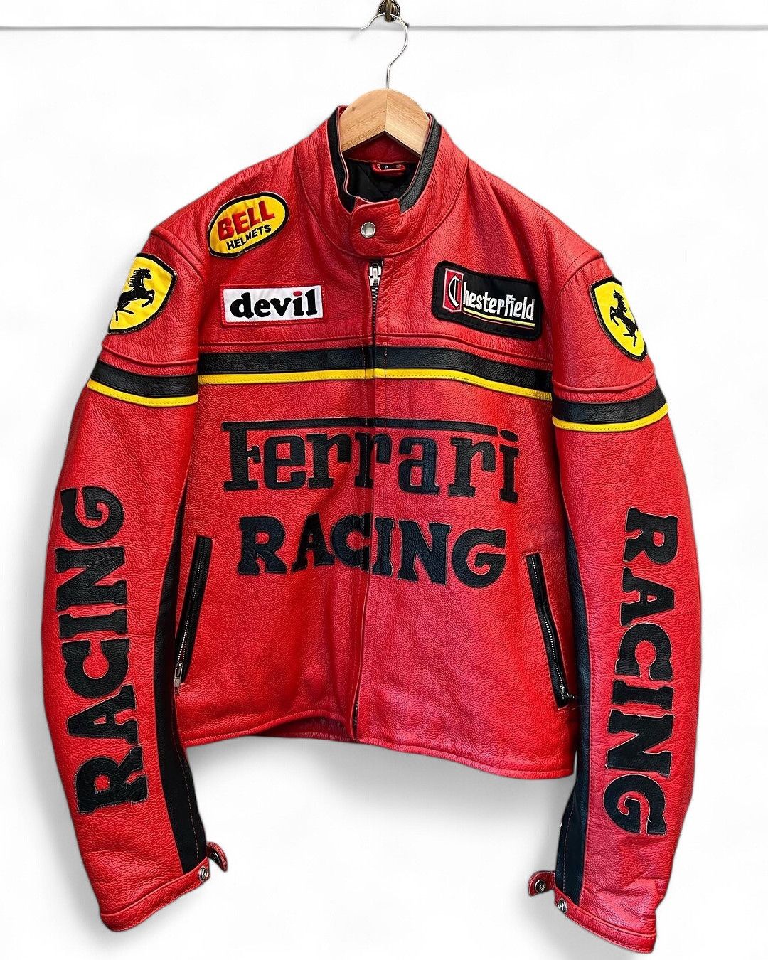 Ferrari × Leather Jacket × Streetwear Ferrari Vintage Genuine Leather ...