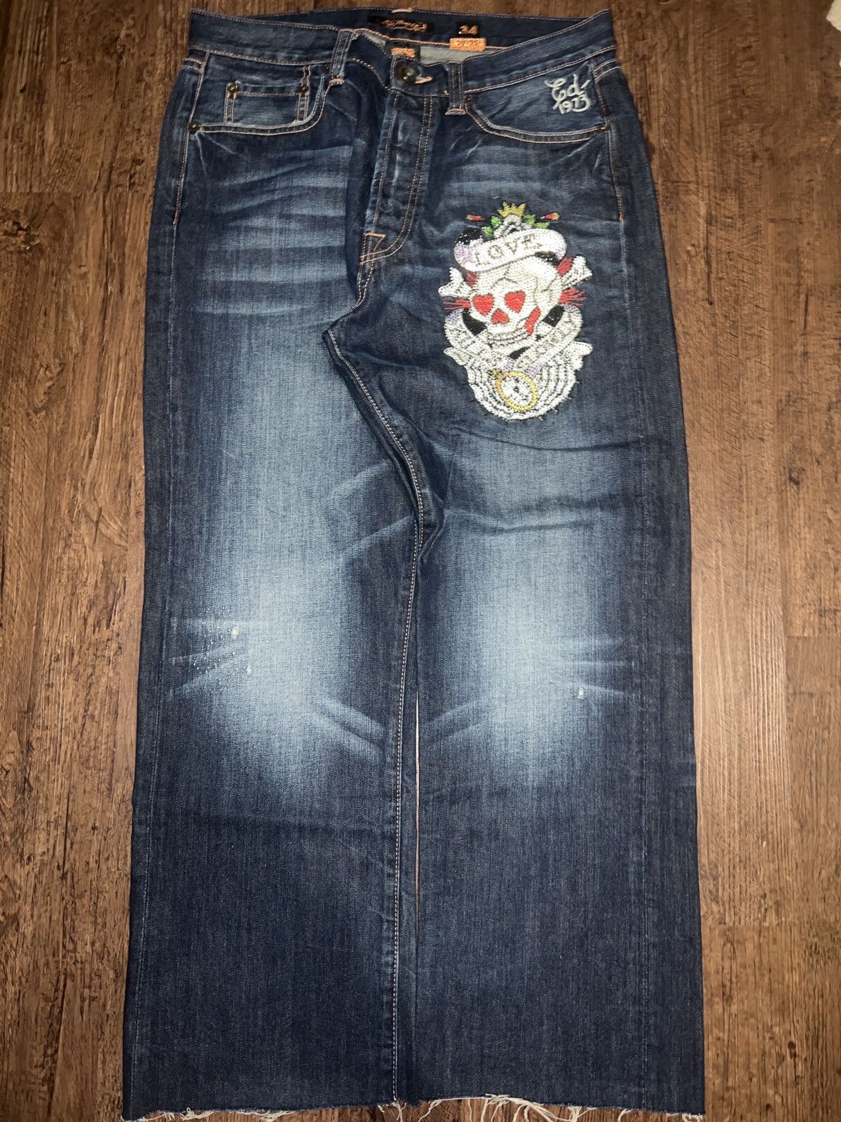Ed Hardy × Streetwear × Vintage ED HARDY RHINESTONE JEANS VINTAGE 1973 ...