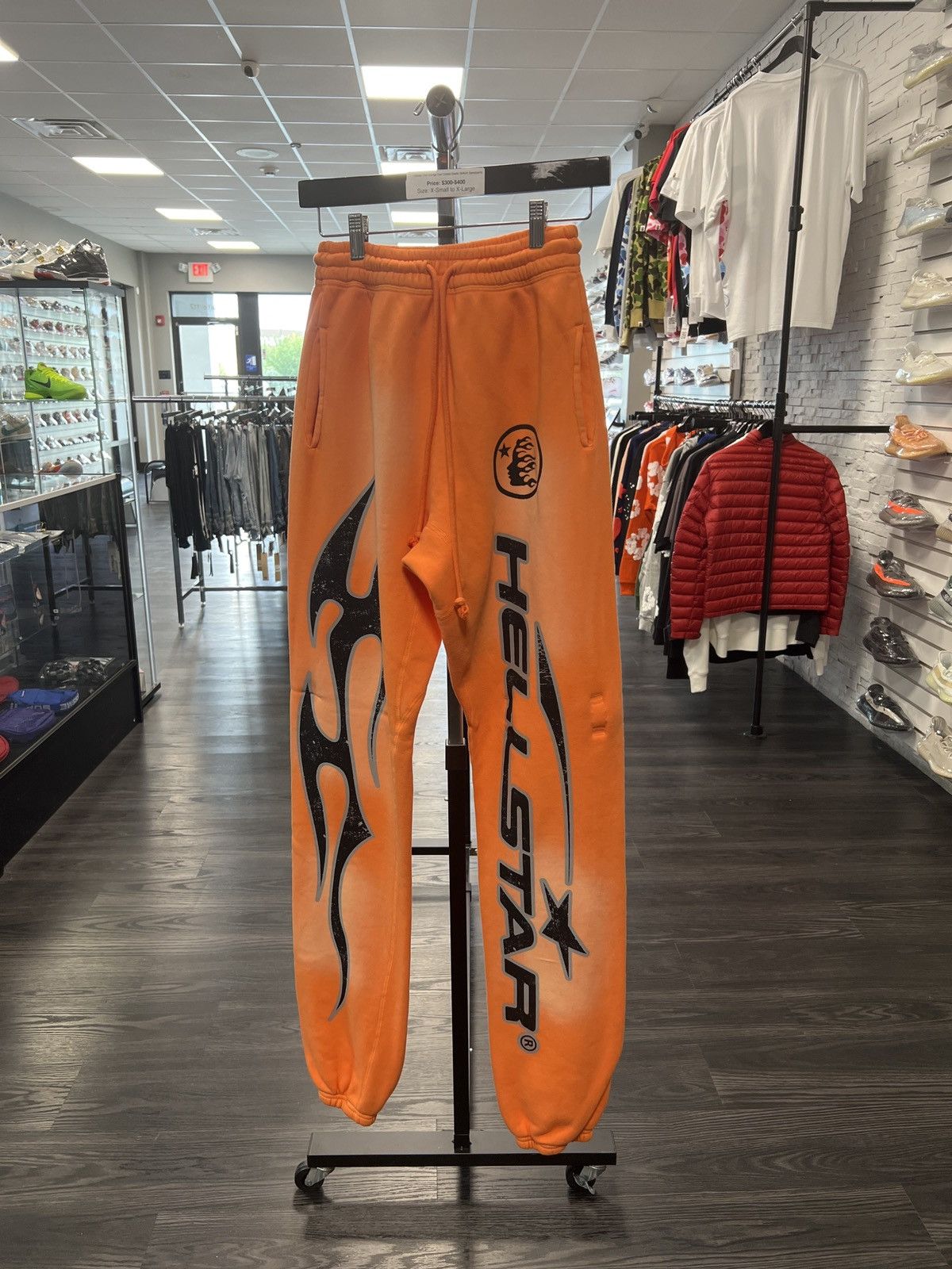 HELLSTAR Hellstar Fire Orange Dye Closed Elastic Bottom Sweatpants ...