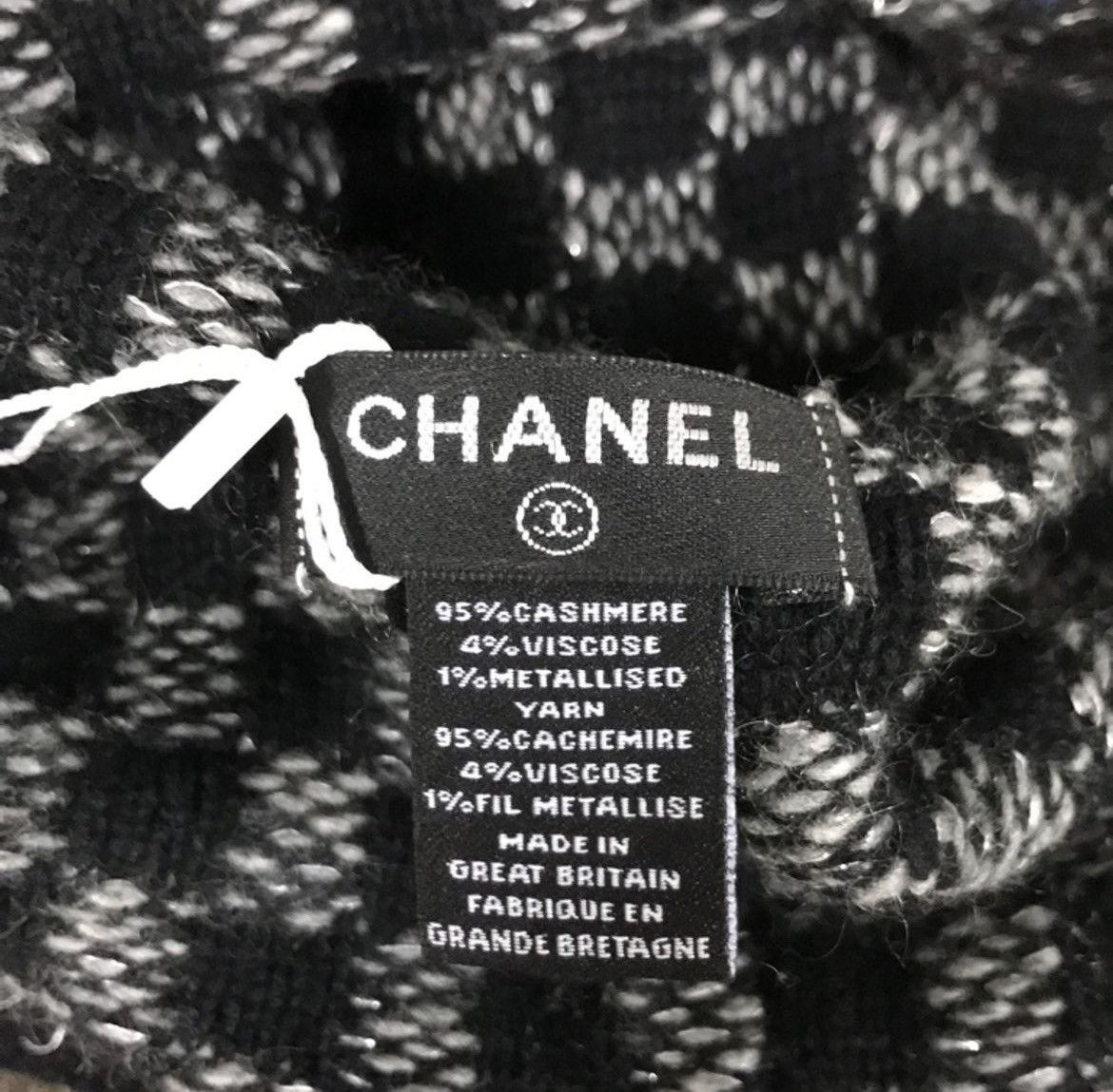 Chanel Signature Cashmere Logo Jacquard Gliter Beanie Hat | Grailed