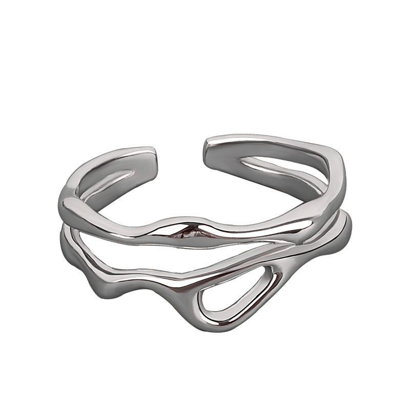 Handmade × Jewelry × Streetwear Abstract Ring Veins Silver Modern Punk ...