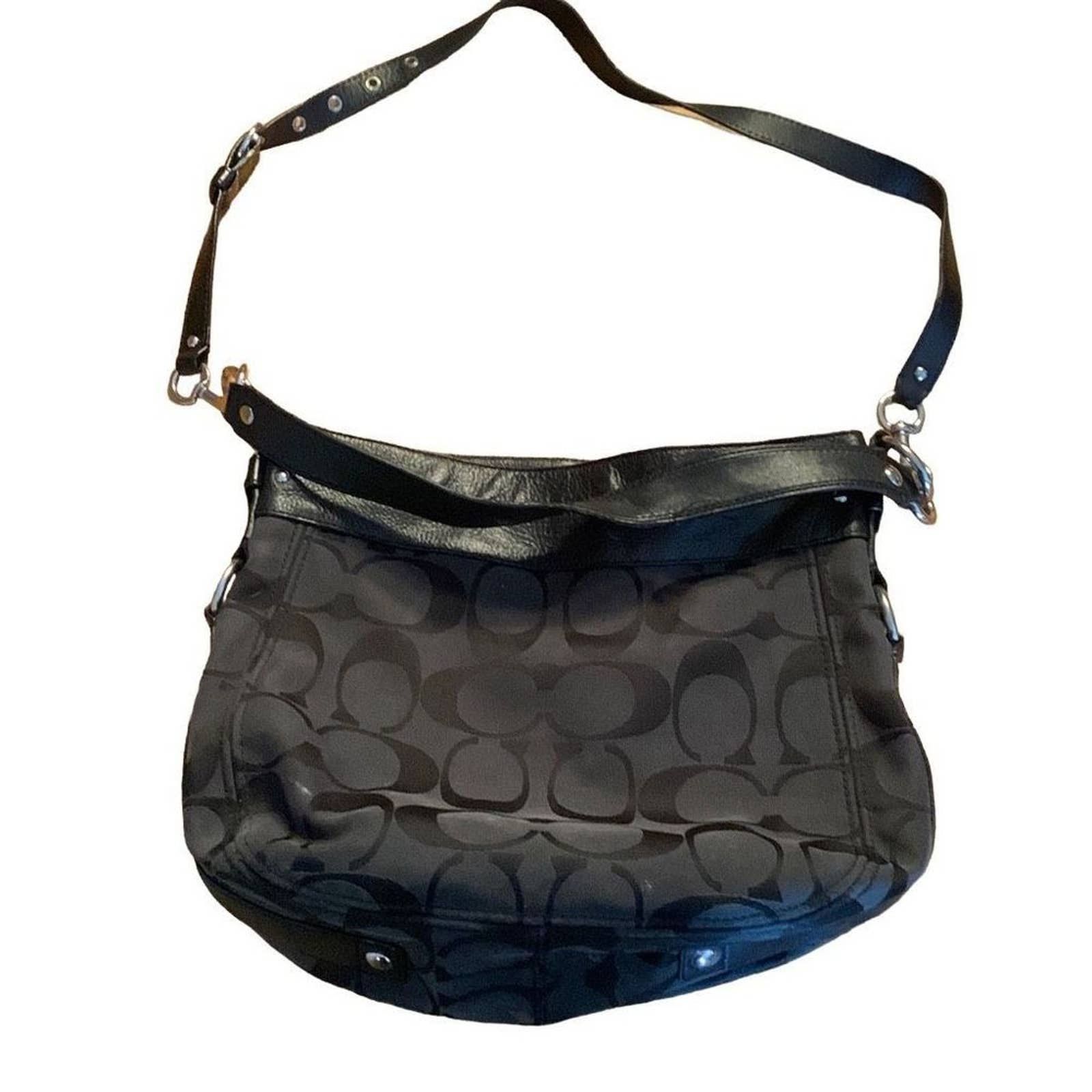 Coach Zoe Signature F14709 Black Gray Convertible Handbag | Grailed