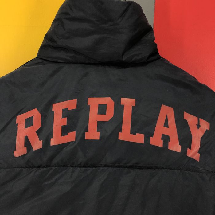 Replay REPLAY puffer jacket big red spellout | Grailed